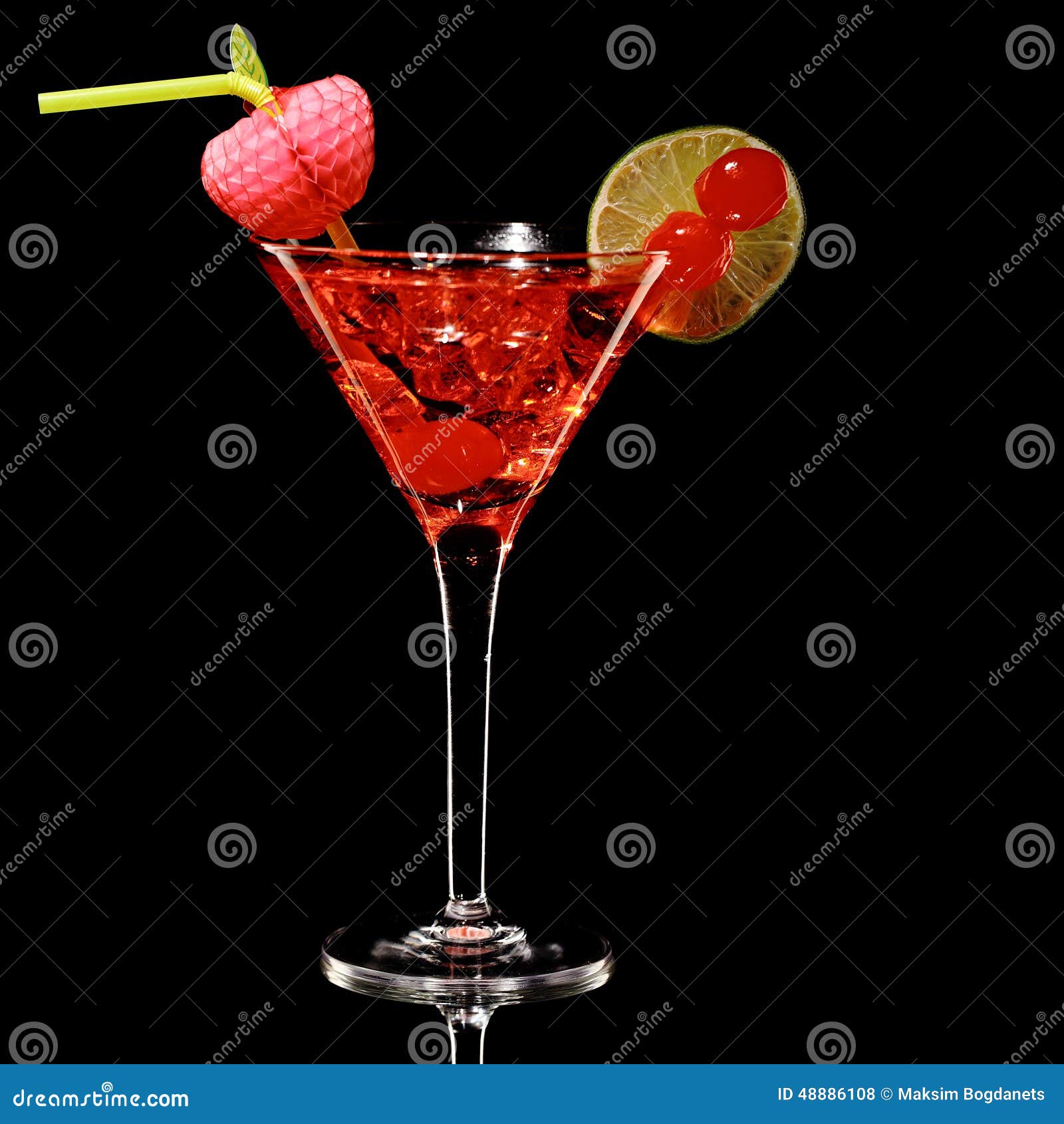 Cosmopolitan Martini Fresh Coctail Isolated on Black Stock Photo ...