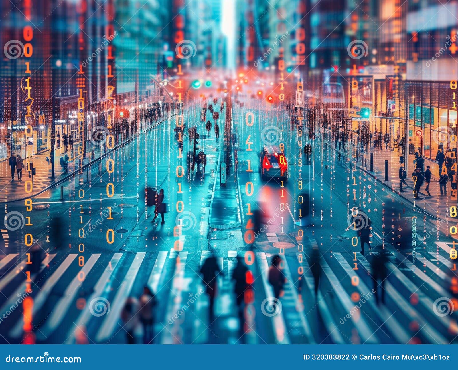 Cosmopolitan and Modern City Crossed by Binary Code Stock Illustration ...
