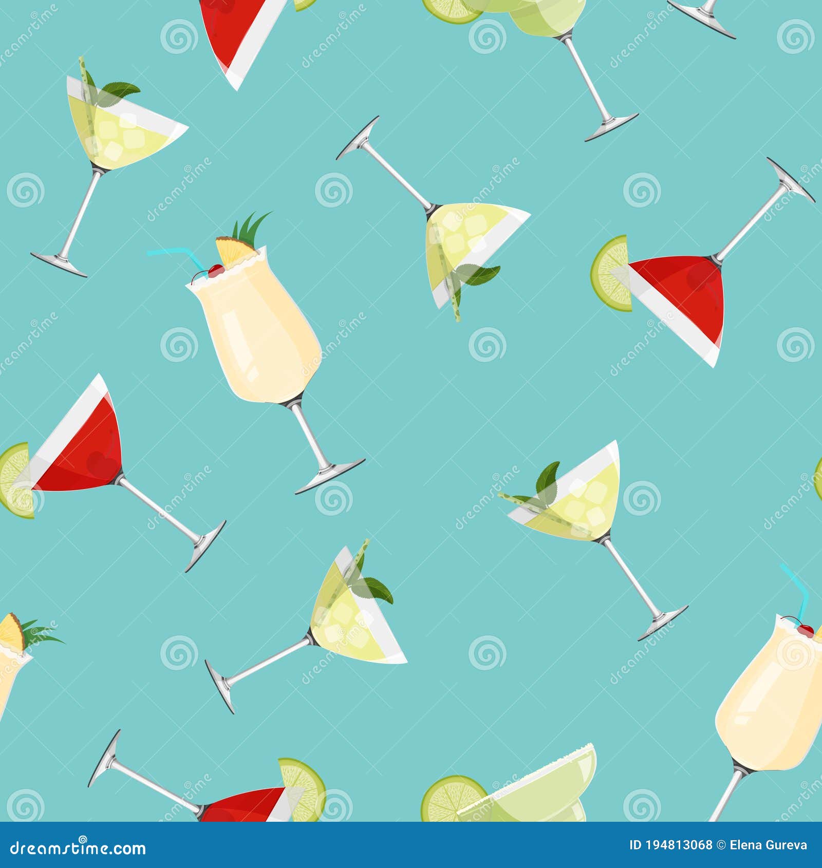 Cosmopolitan Pina Colada Daiquiri And Margarita Cocktails Background