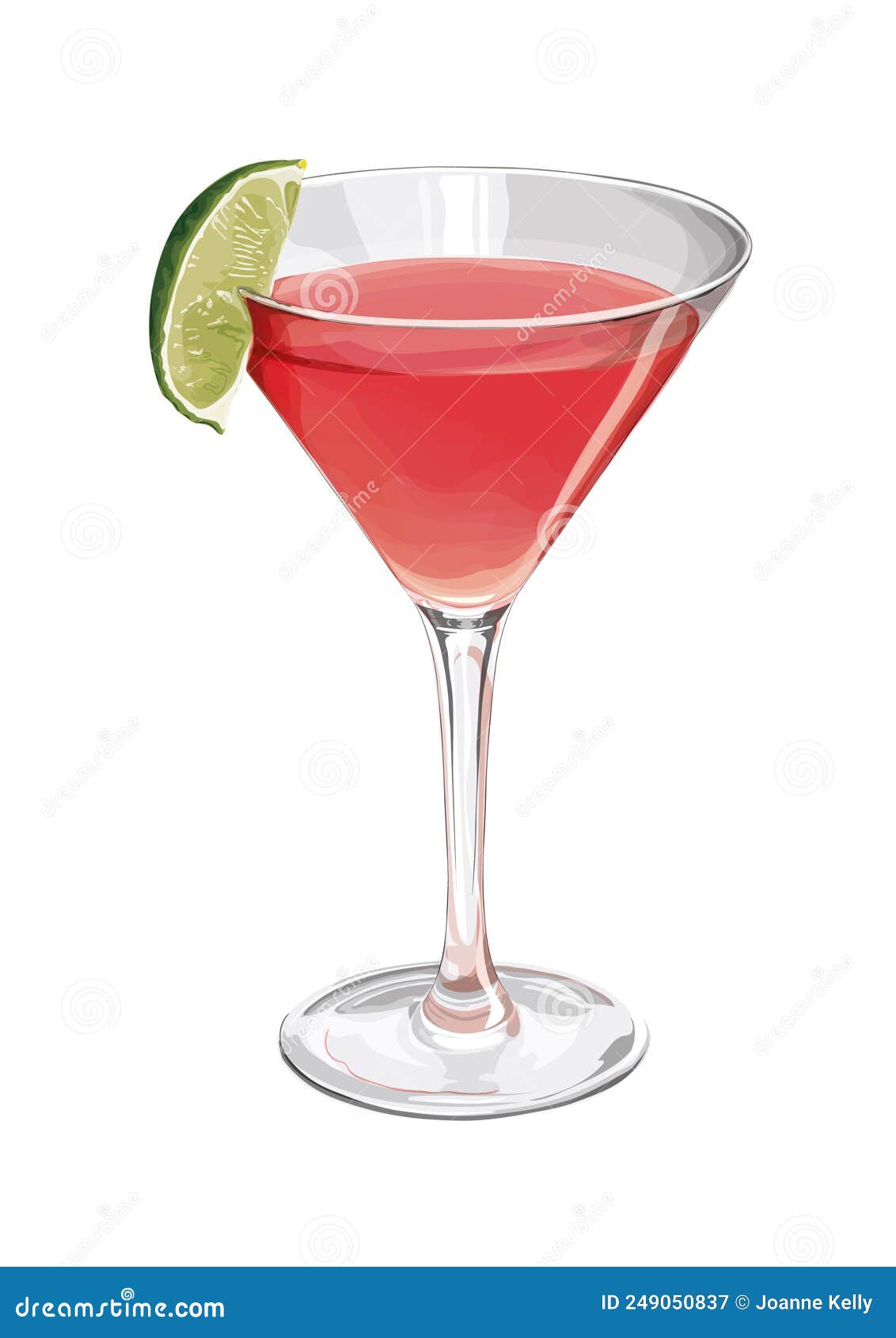 Classic Cosmopolitan Cocktail Illustration on White Background. Vector ...