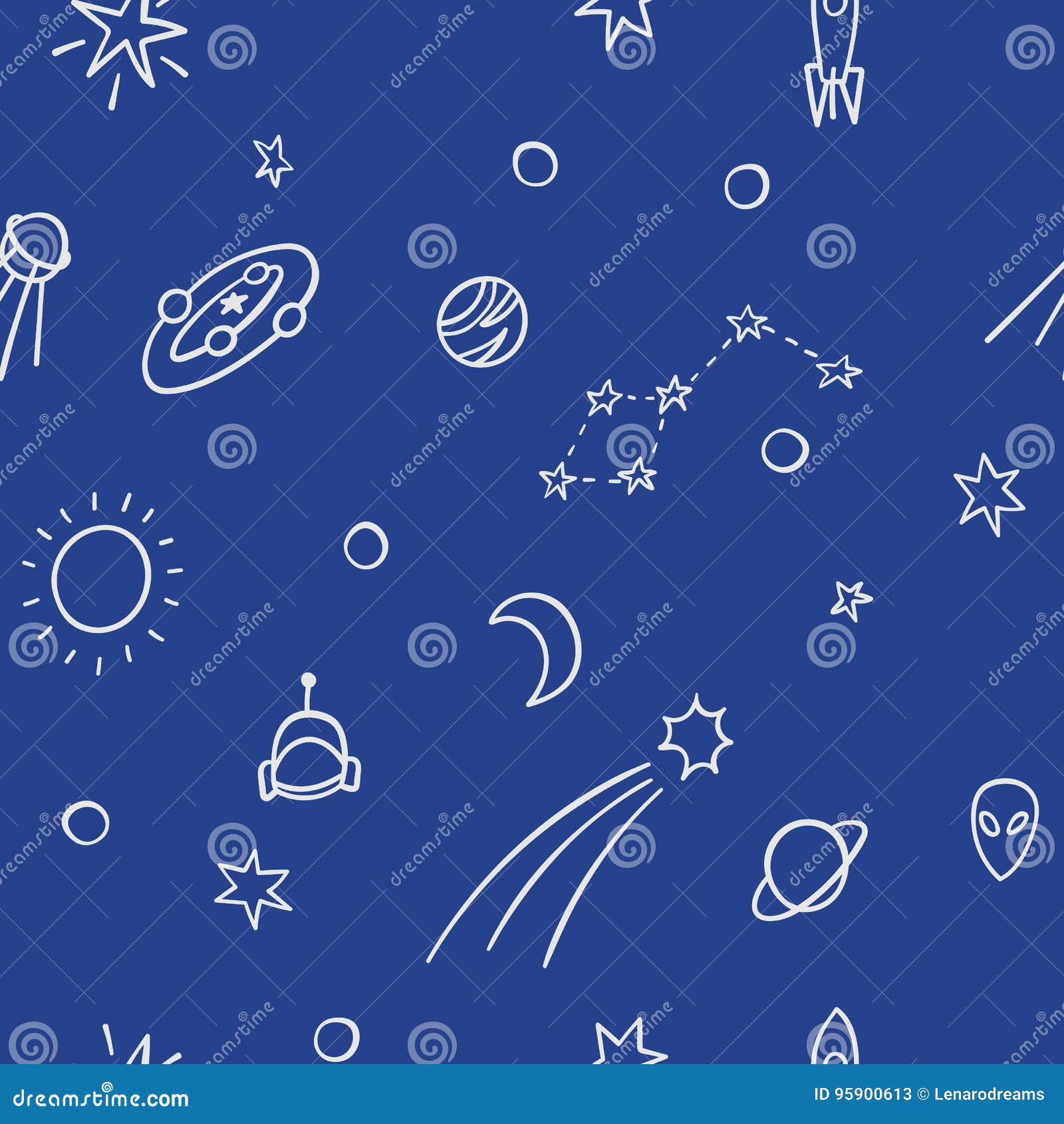 Cosmos Astronomy Simple Seamless Pattern Stock Vector - Illustration of ...