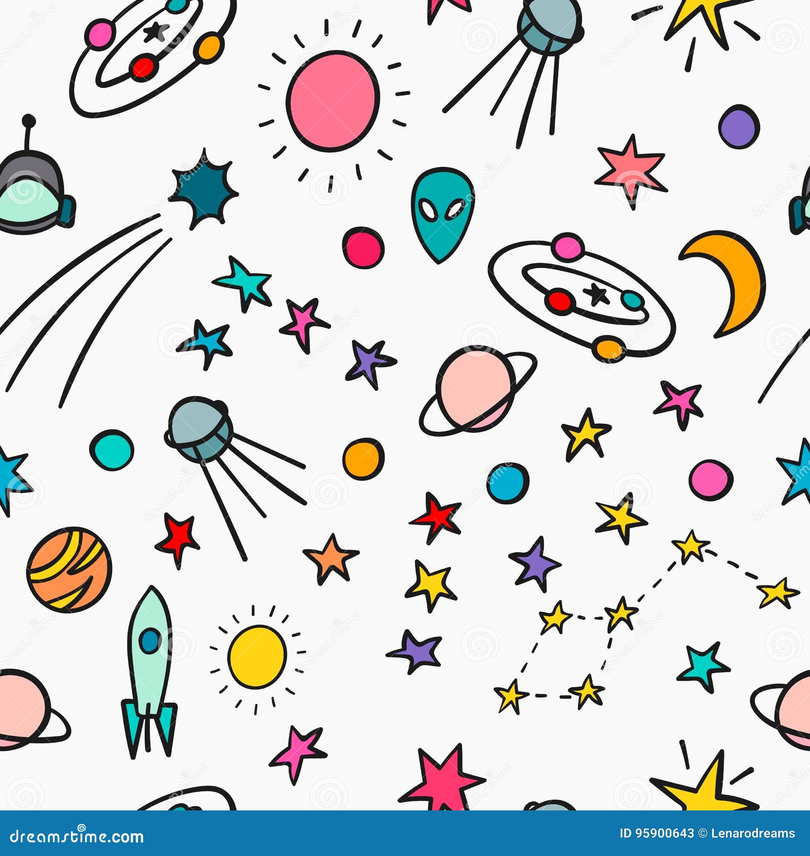 Cosmos Astronomy Simple Seamless Pattern Stock Vector - Illustration of ...