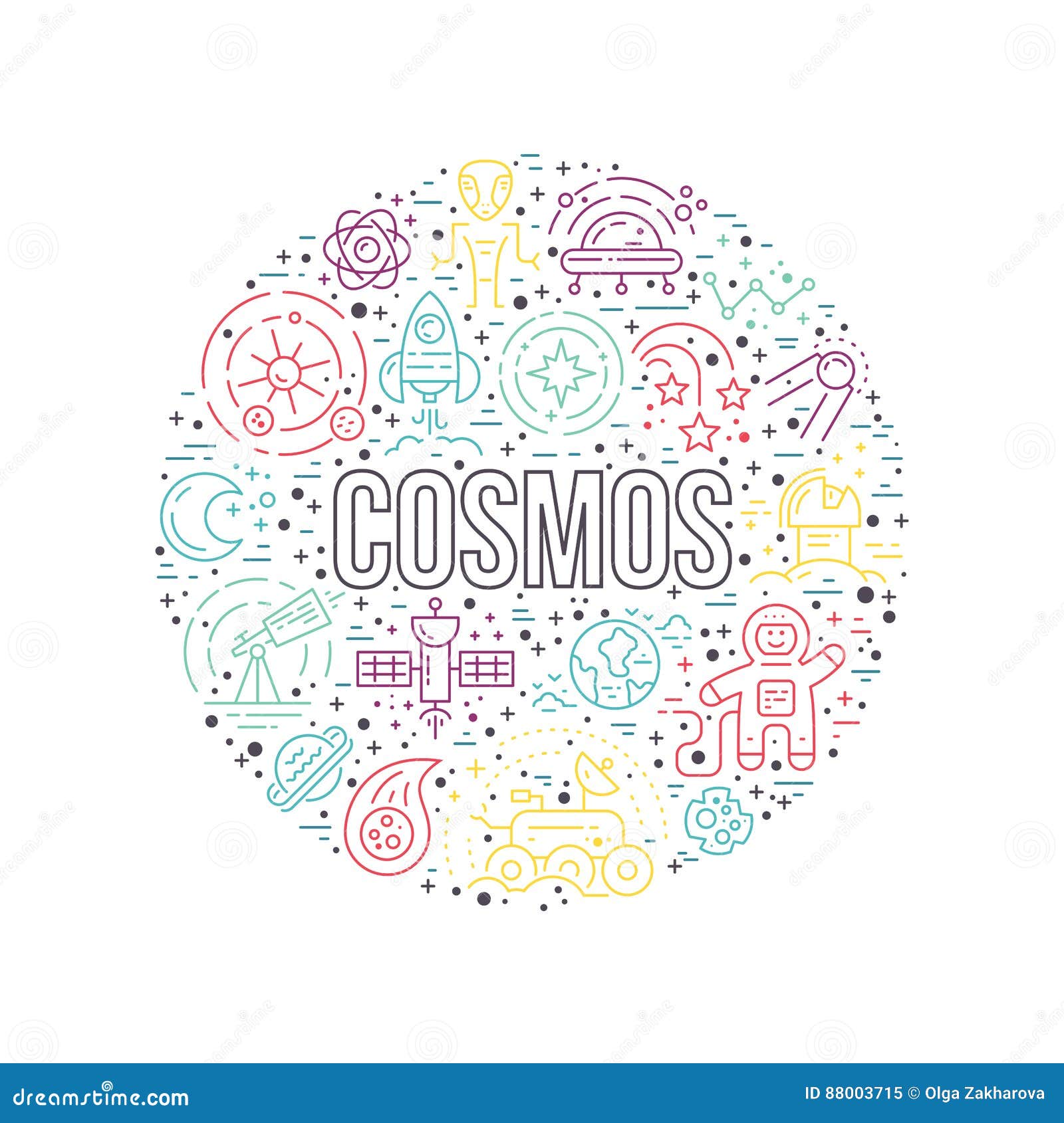 Cosmos Circle Concept stock vector. Illustration of meteorite - 88003715