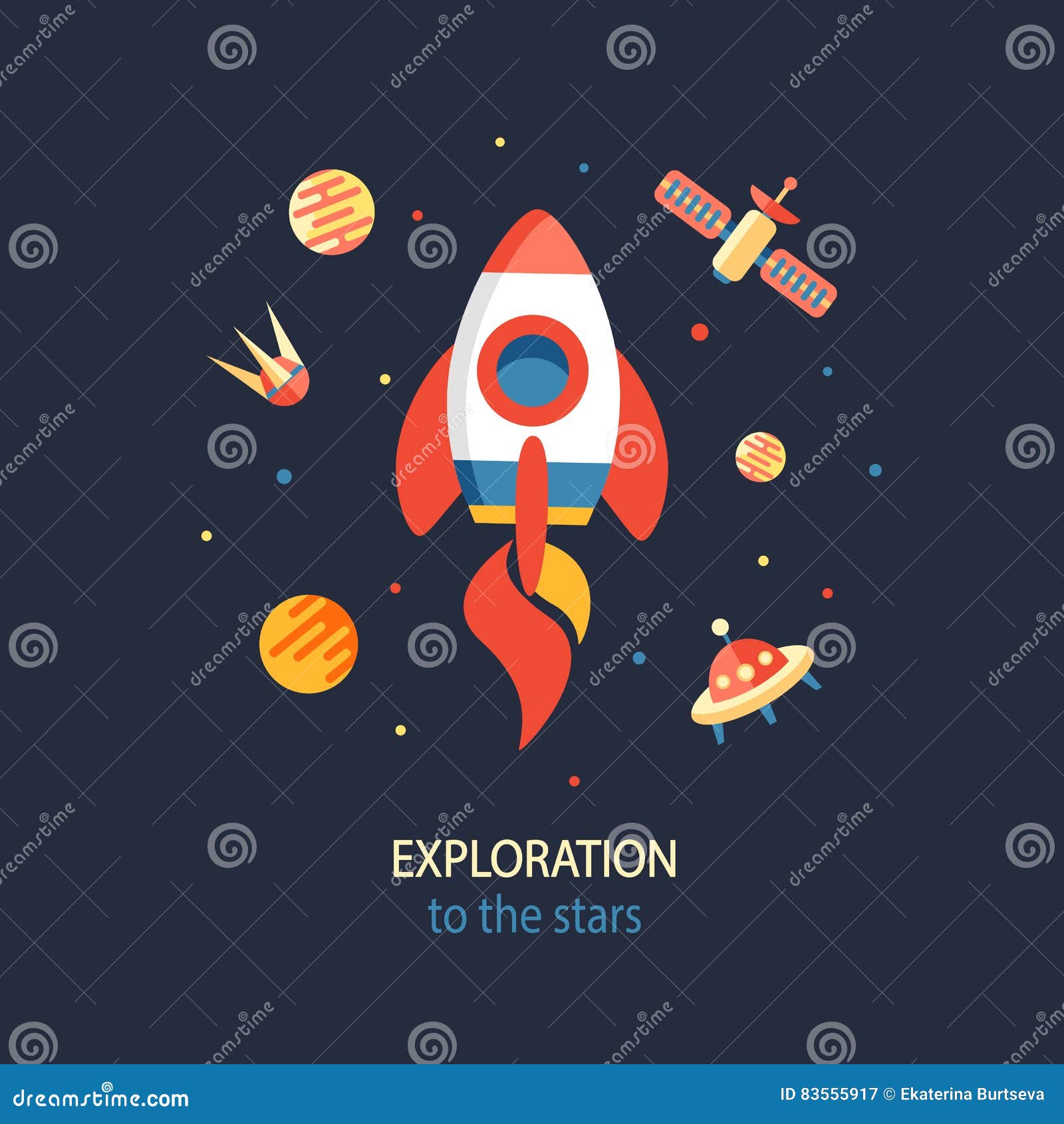 Cosmos Exploration poster stock vector. Illustration of galaxy - 83555917