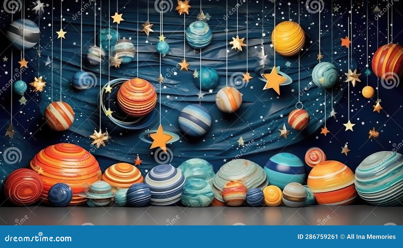 Cosmos Magic Ballon Planets Pattern with Stars Smash Cake Backdrop ...