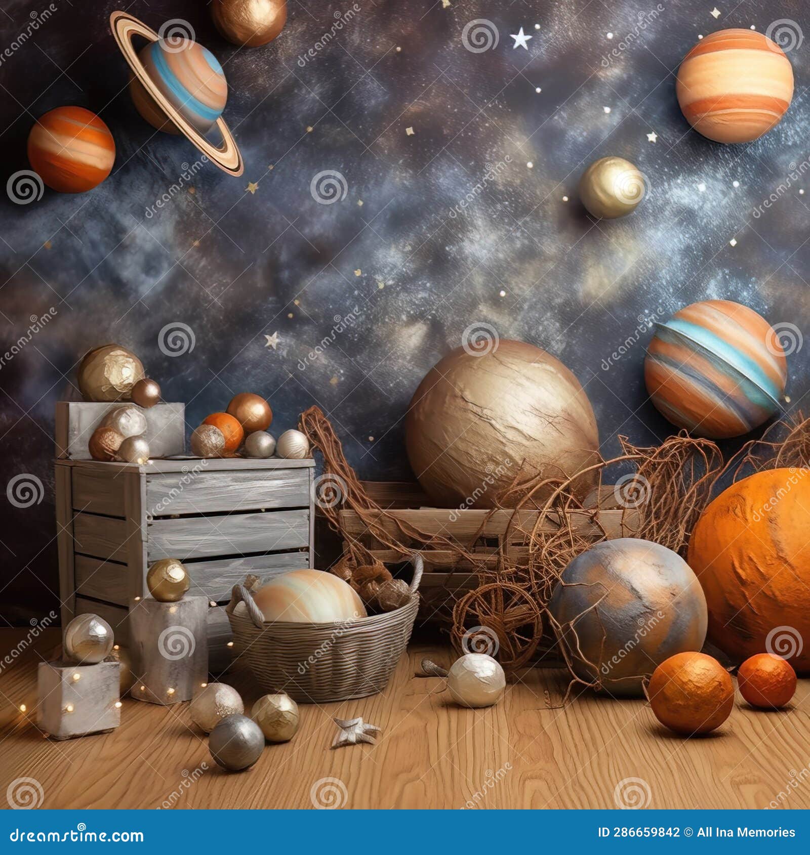 Cosmos Magic Sky and Planets Pattern with Stars Smash Cake Backdrop ...