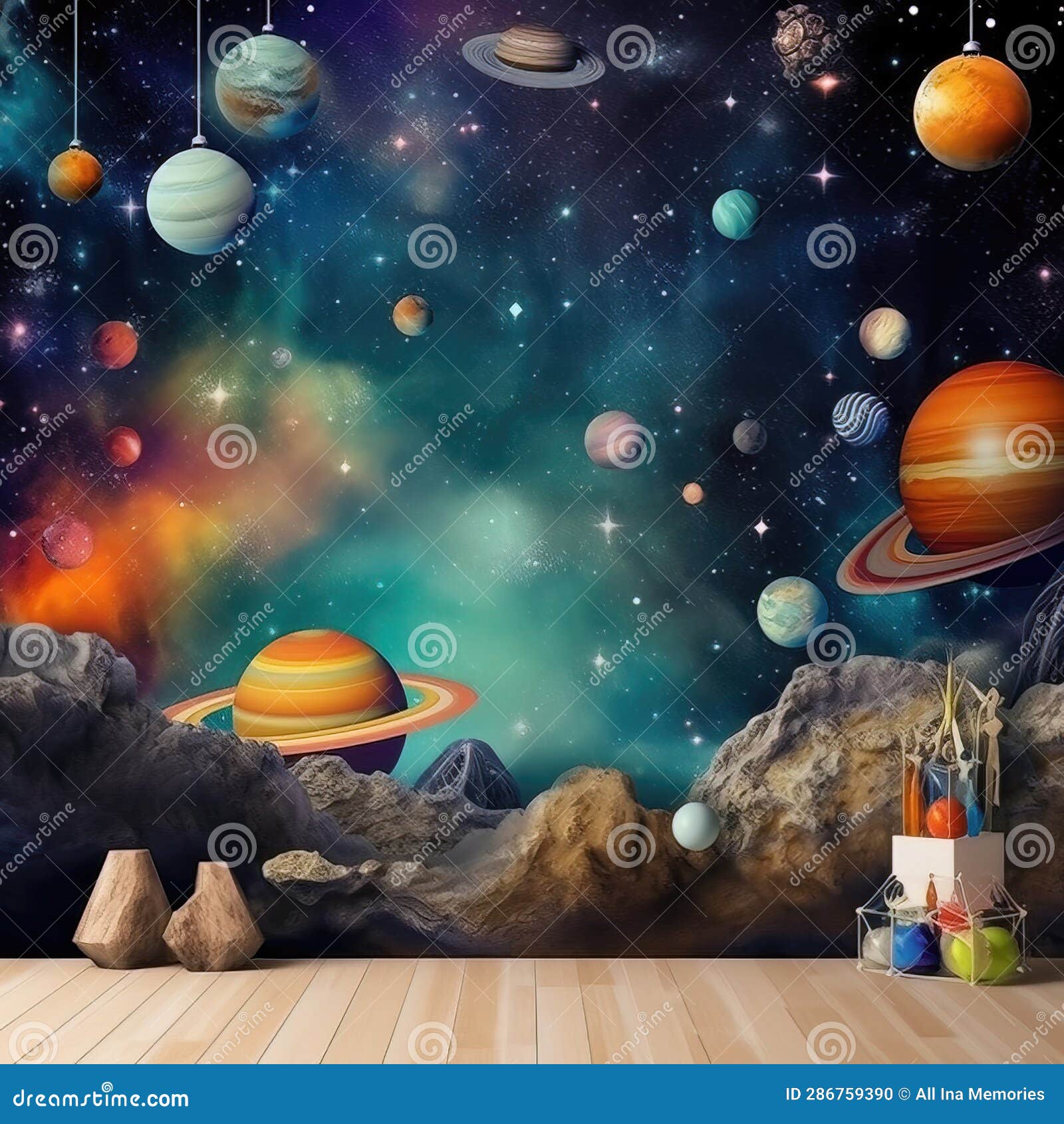 Cosmos Magic Sky and Planets Pattern with Stars Smash Cake Backdrop ...