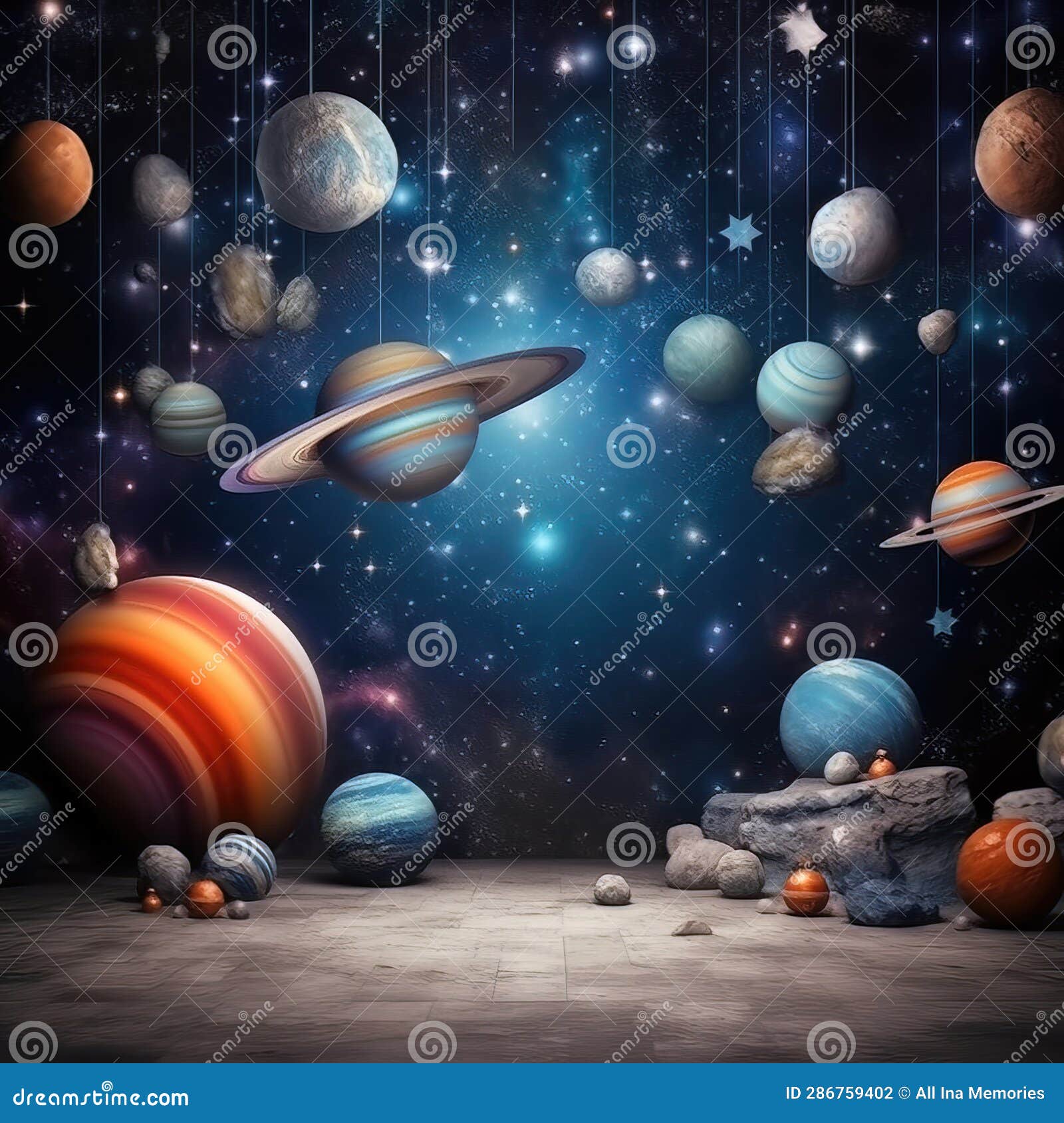 Cosmos Magic Sky and Planets Pattern with Stars Smash Cake Backdrop ...
