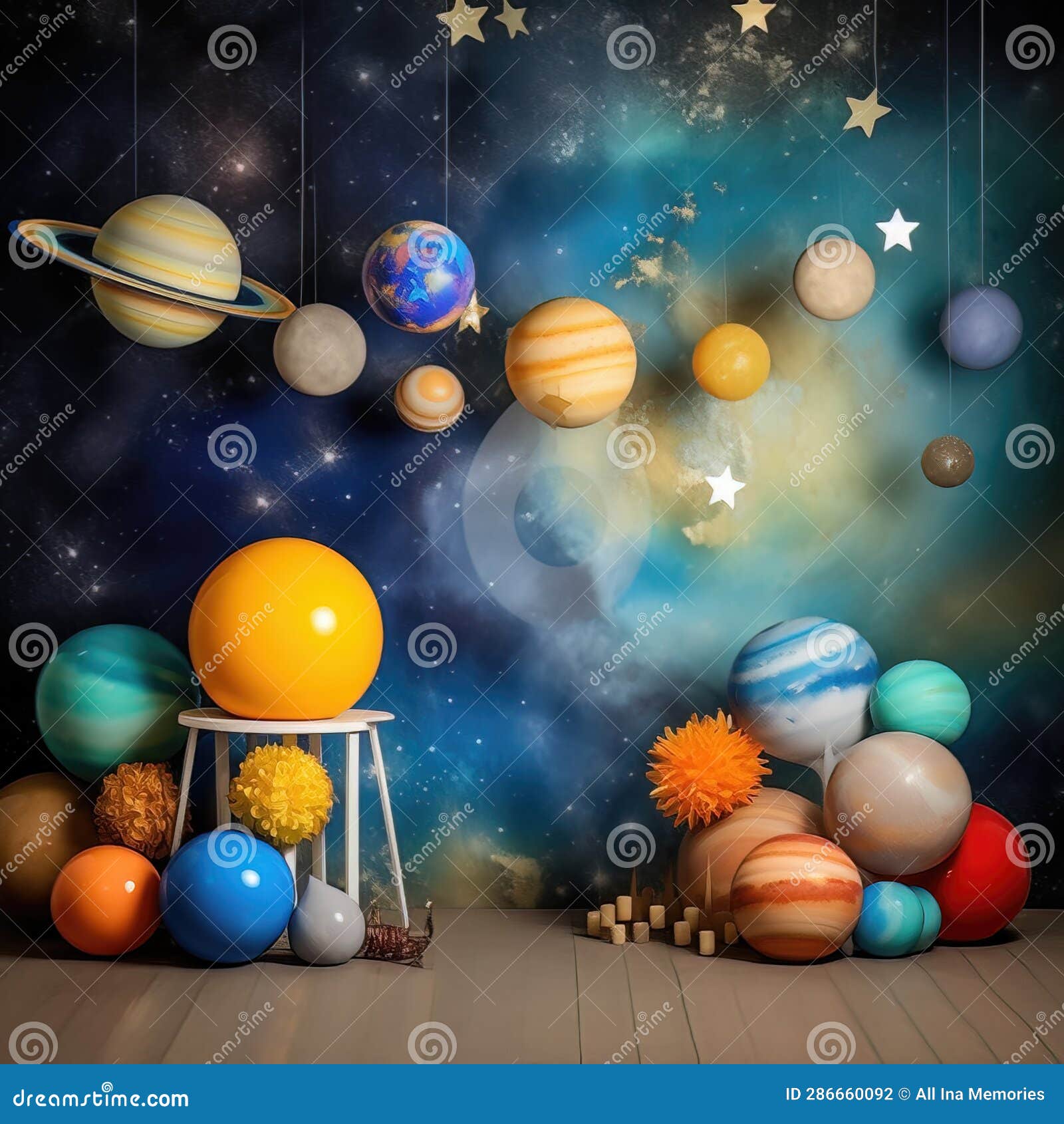 Cosmos Magic Sky and Planets Pattern with Stars Smash Cake Backdrop ...
