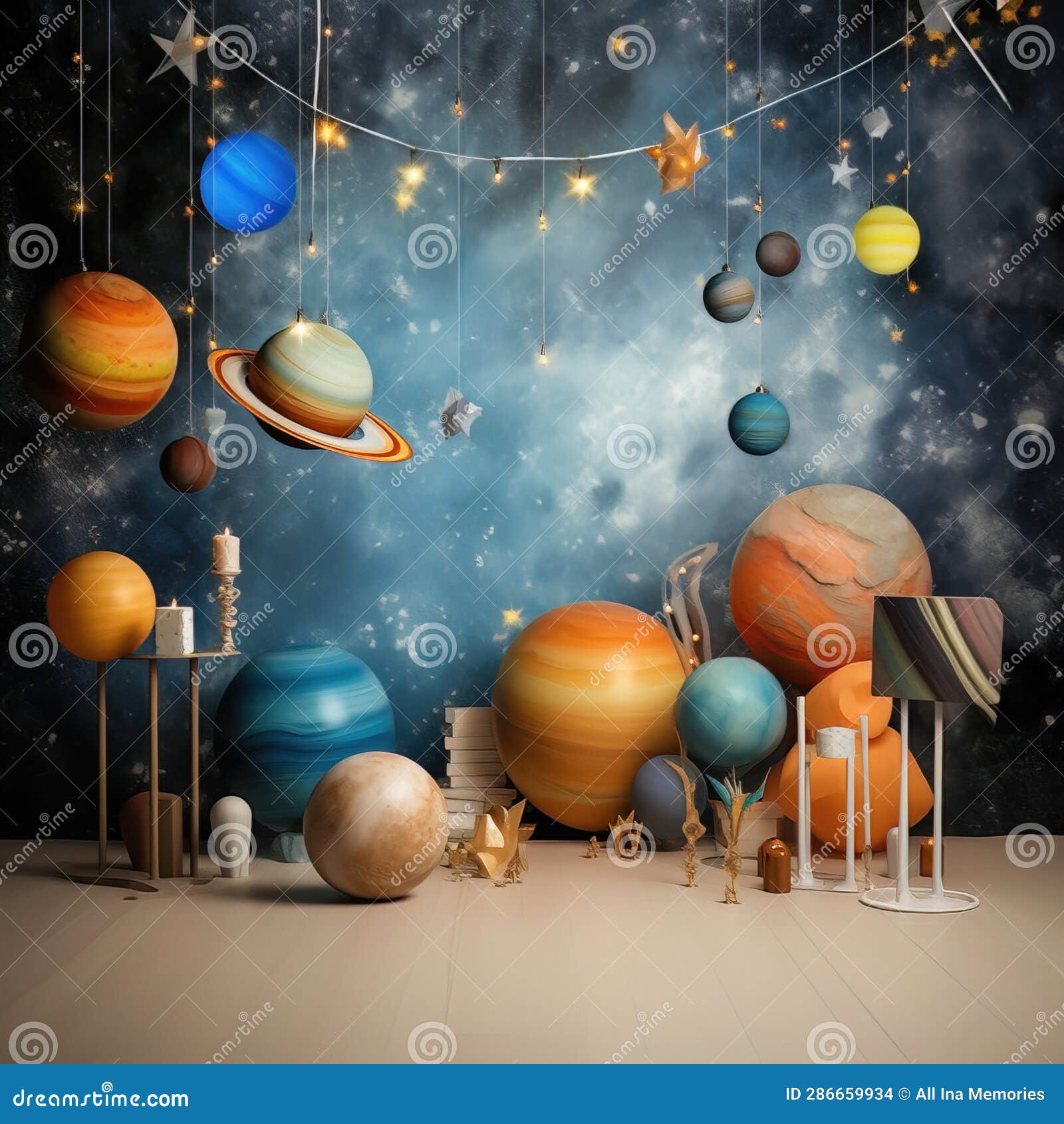 Cosmos Magic Sky and Planets Pattern with Stars Smash Cake Backdrop ...
