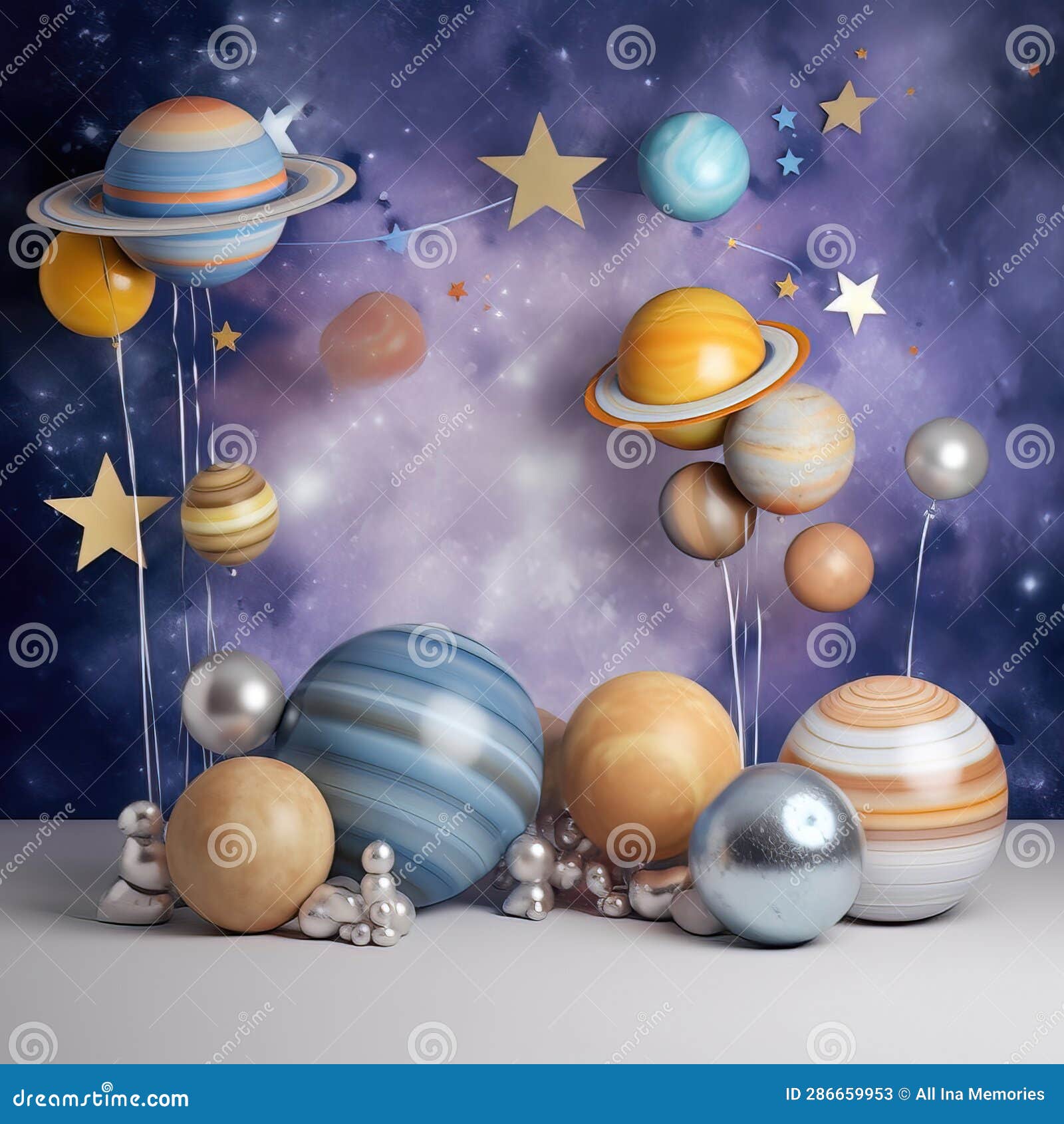 Cosmos Magic Sky and Planets Pattern with Stars Smash Cake Backdrop ...