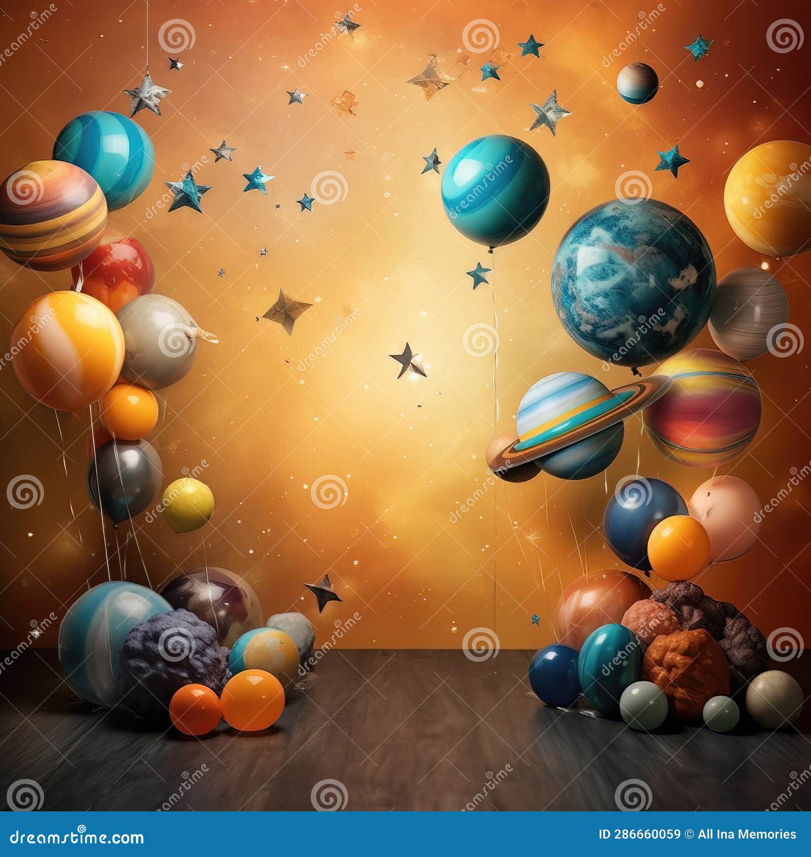Cosmos Magic Sky and Planets Pattern with Stars Smash Cake Backdrop ...