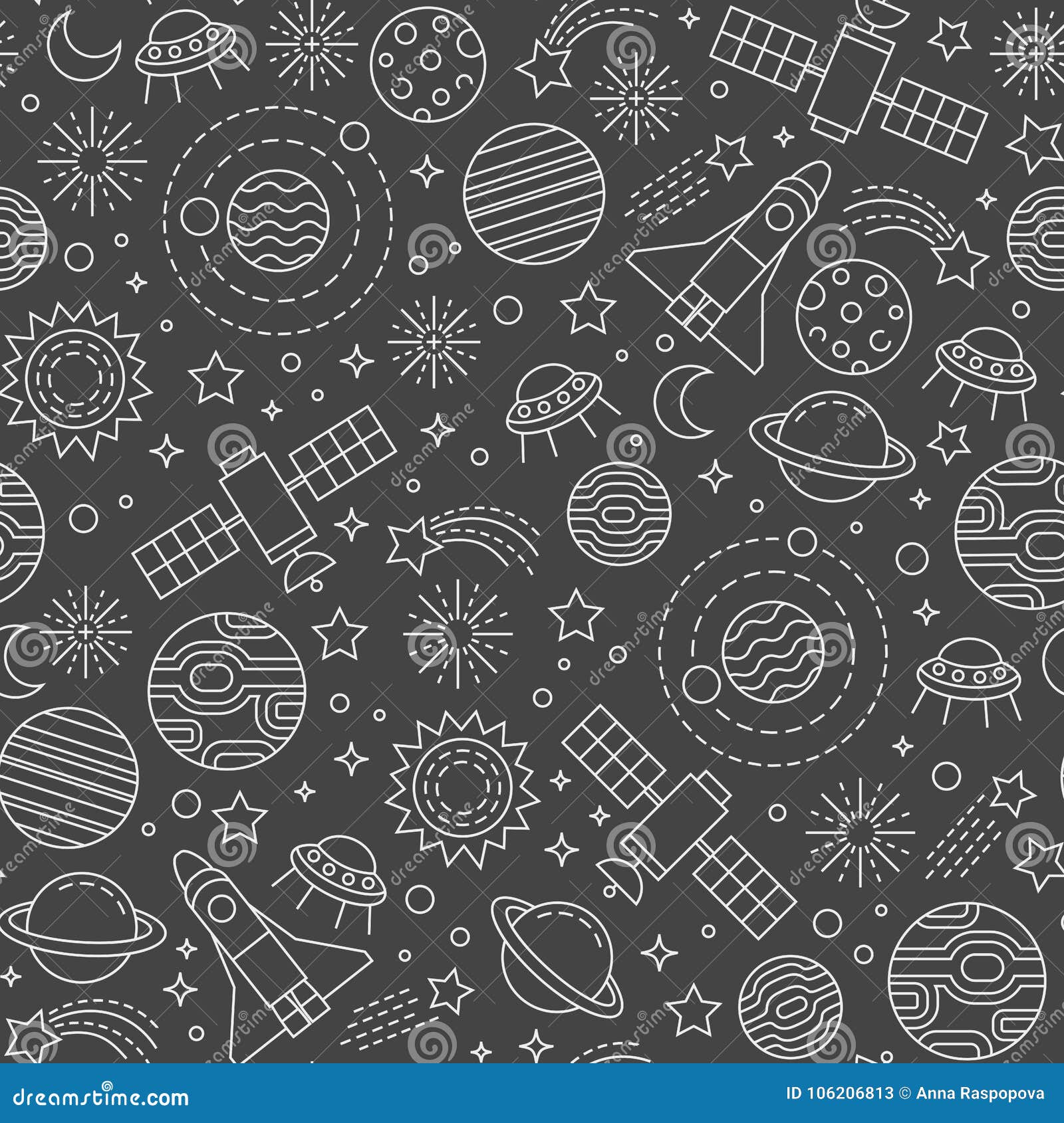 Cosmos pattern stock vector. Illustration of moon, sketch - 106206813