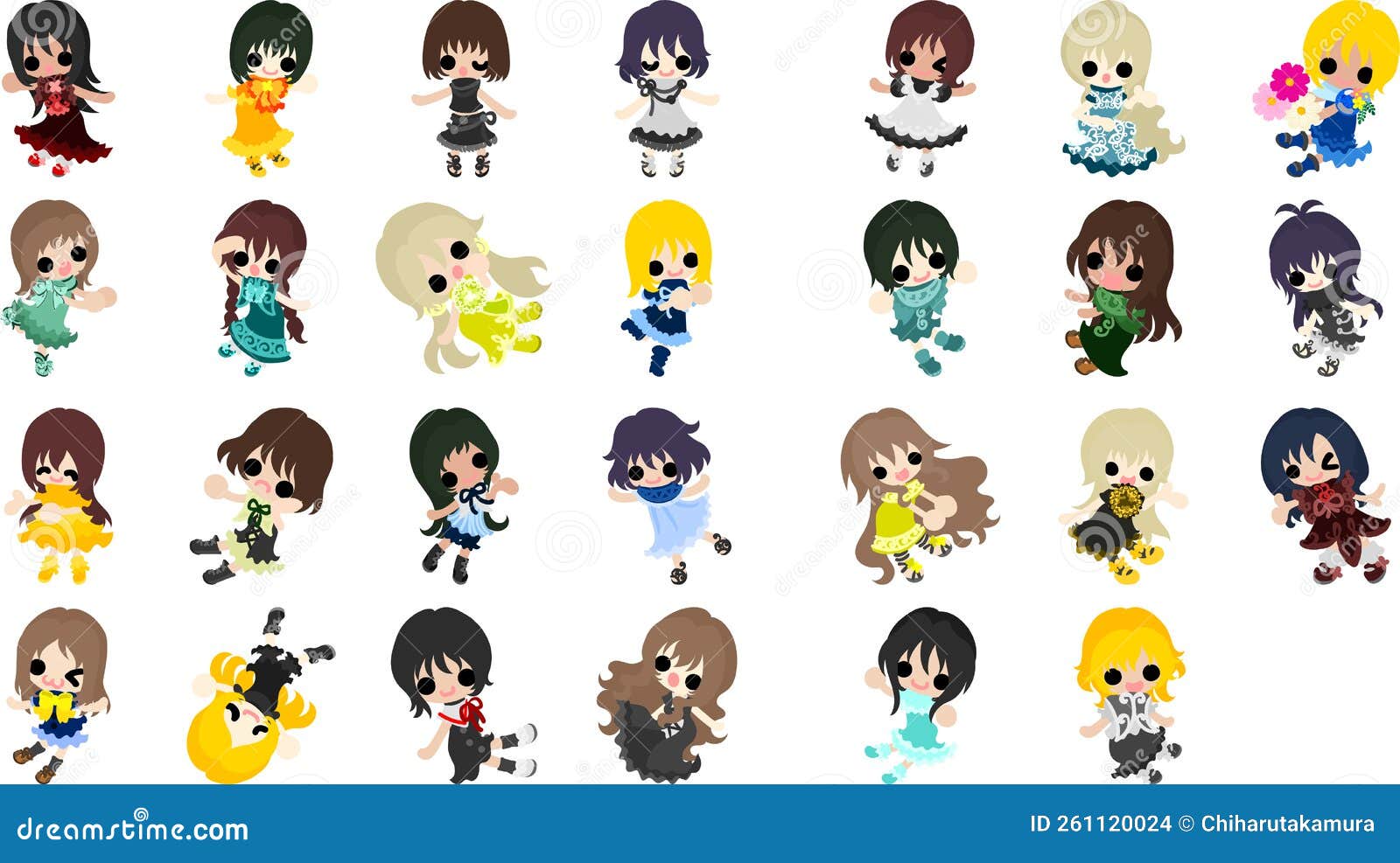 The pretty girl icon set stock vector. Illustration of graphic - 261120024