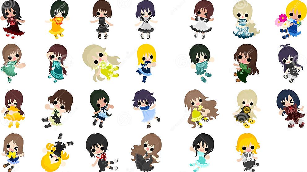 The pretty girl icon set stock vector. Illustration of graphic - 261120024