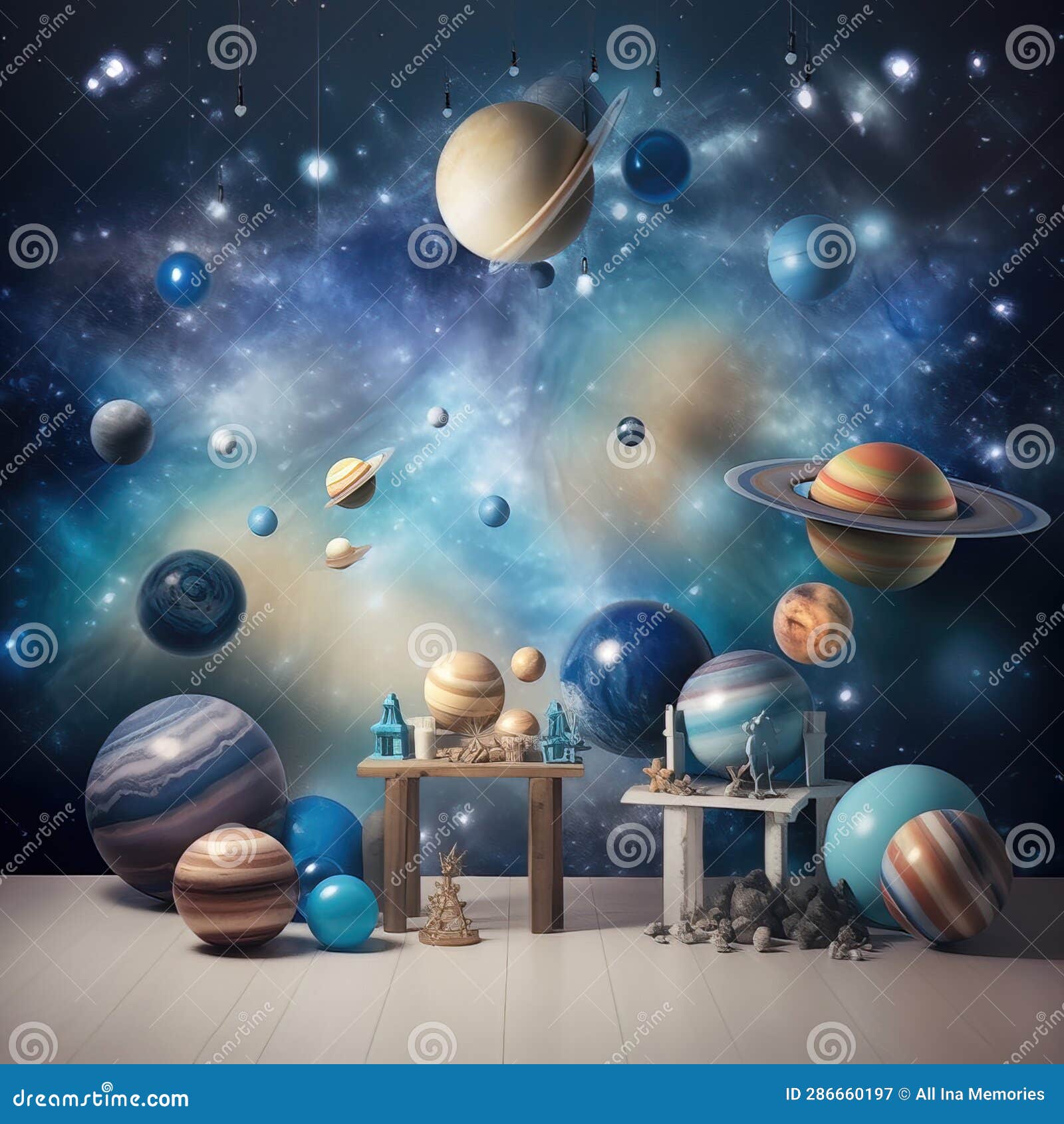 Cosmos Magic Sky and Planets Pattern with Stars Smash Cake Backdrop ...