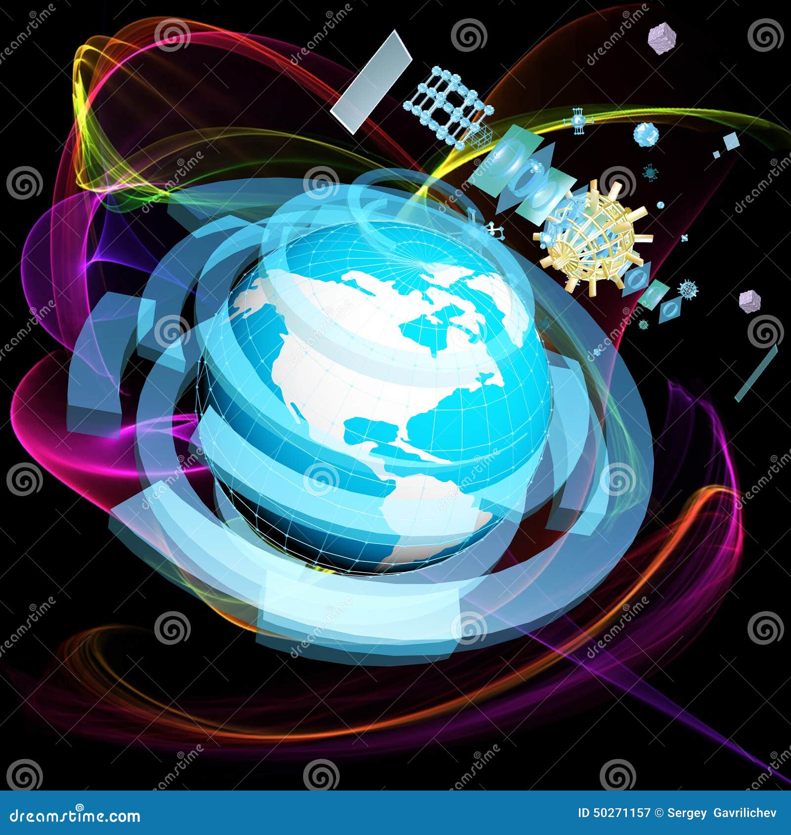 Cosmos.Science research stock illustration. Illustration of networking ...