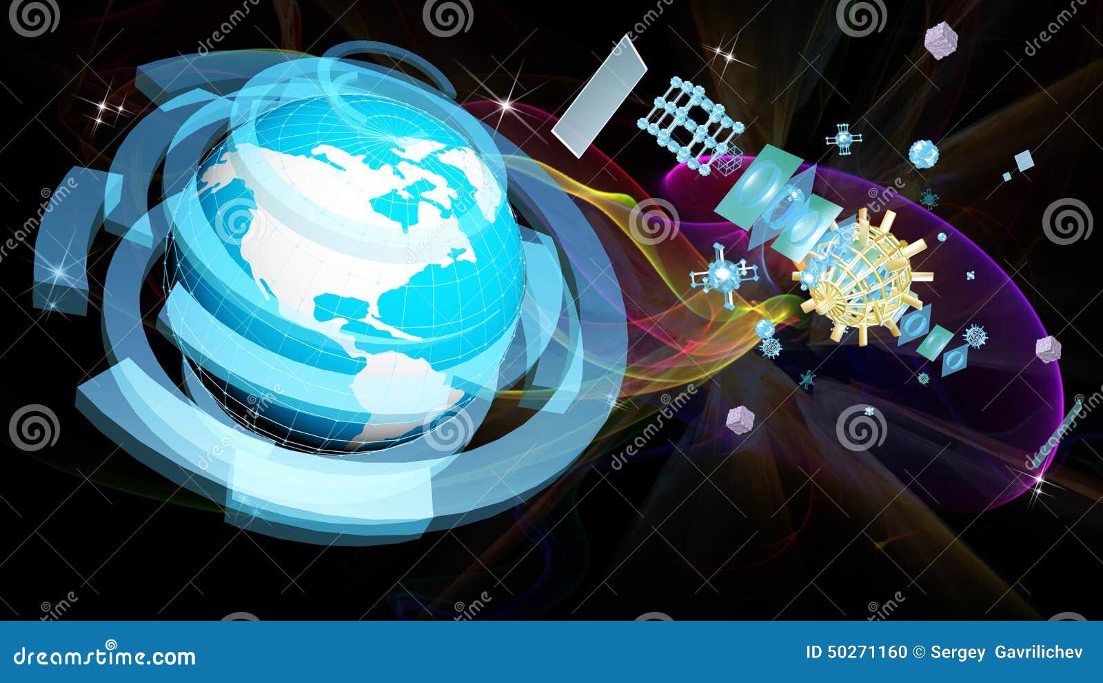 Cosmos.Science research stock illustration. Illustration of media ...