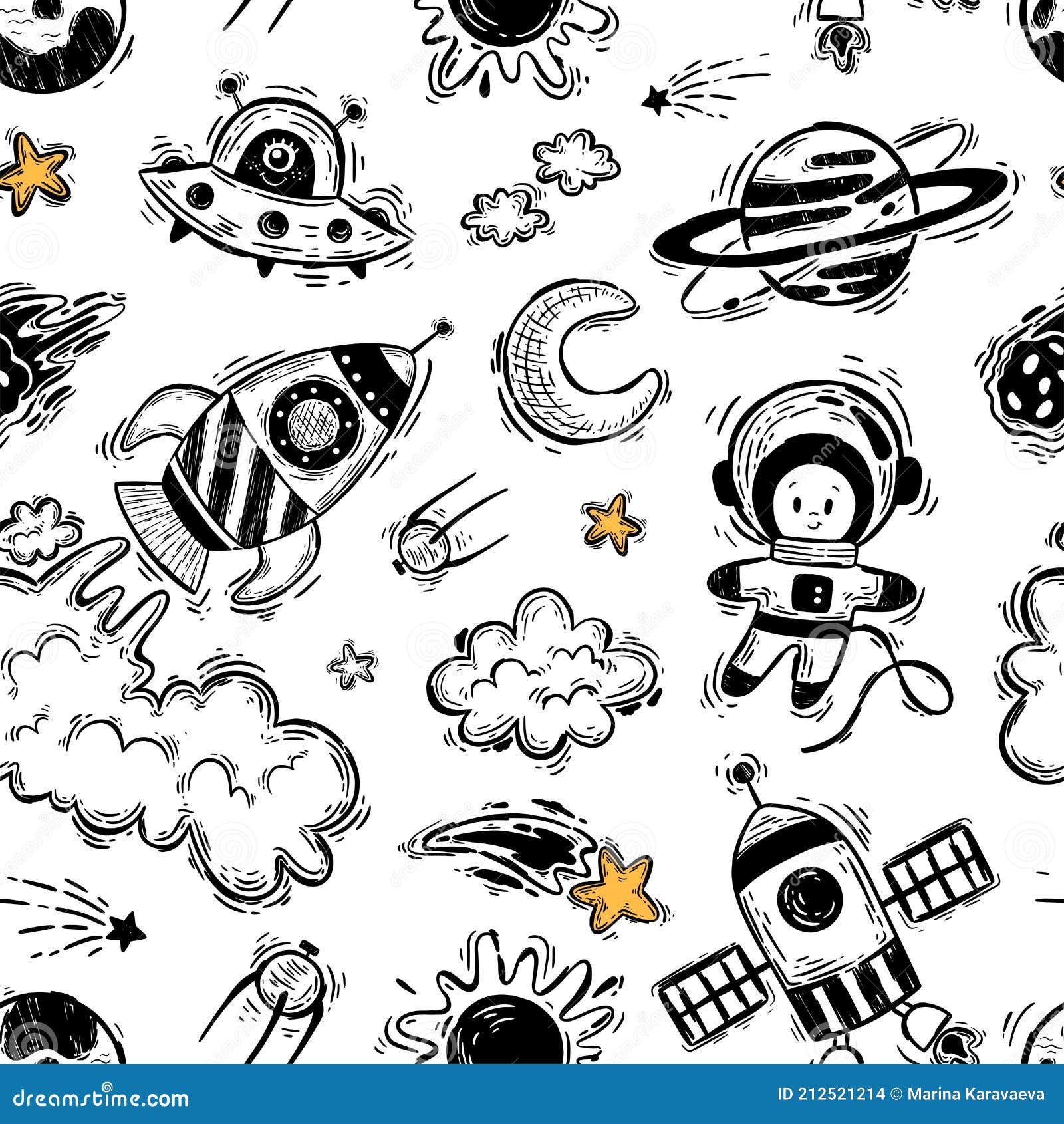 Cosmos Seamless Pattern. Vector Astronomy Texture for Print. Stock ...