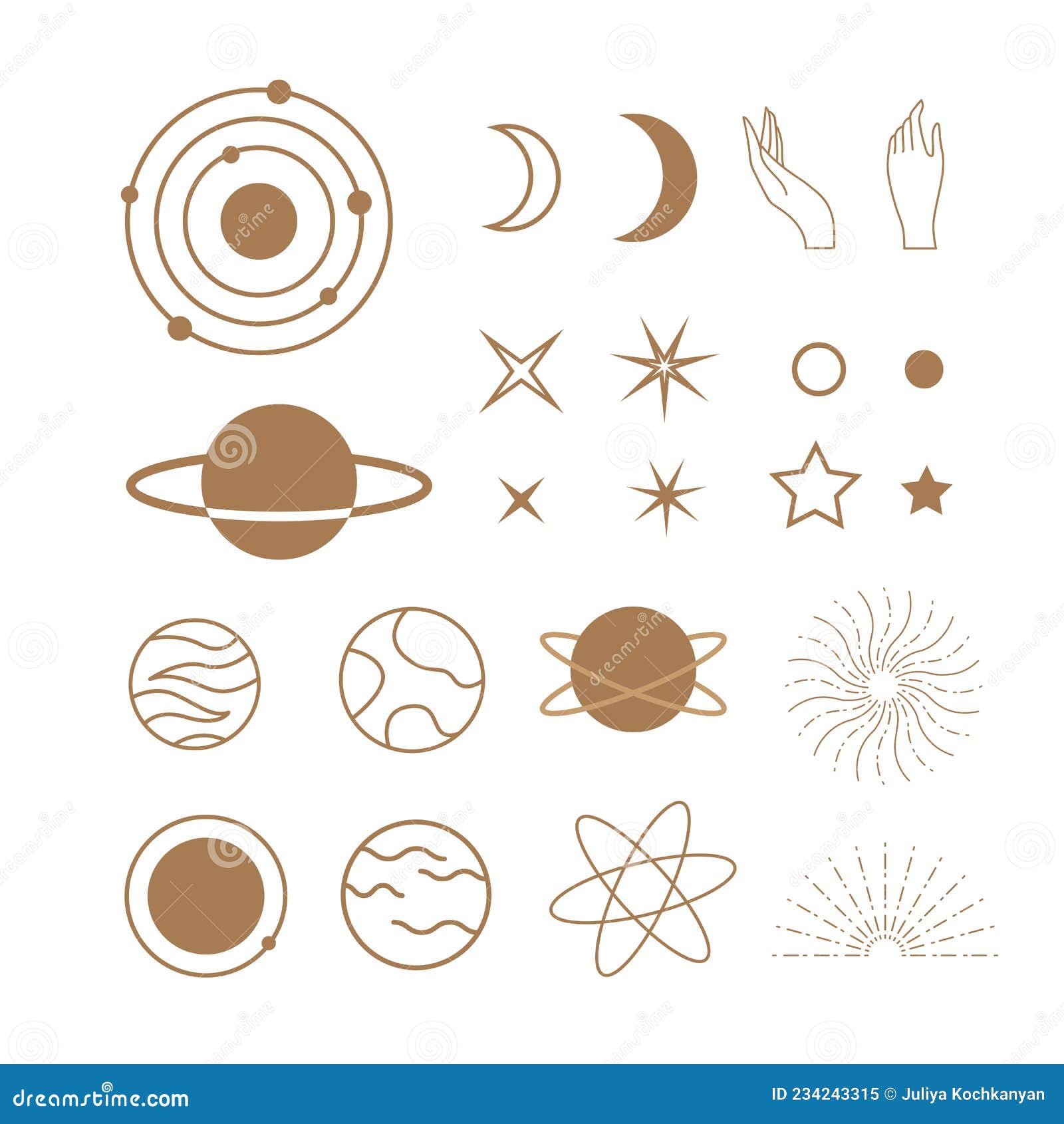 Cosmos Set of Golden Elements Vector Illustration Stock Vector ...