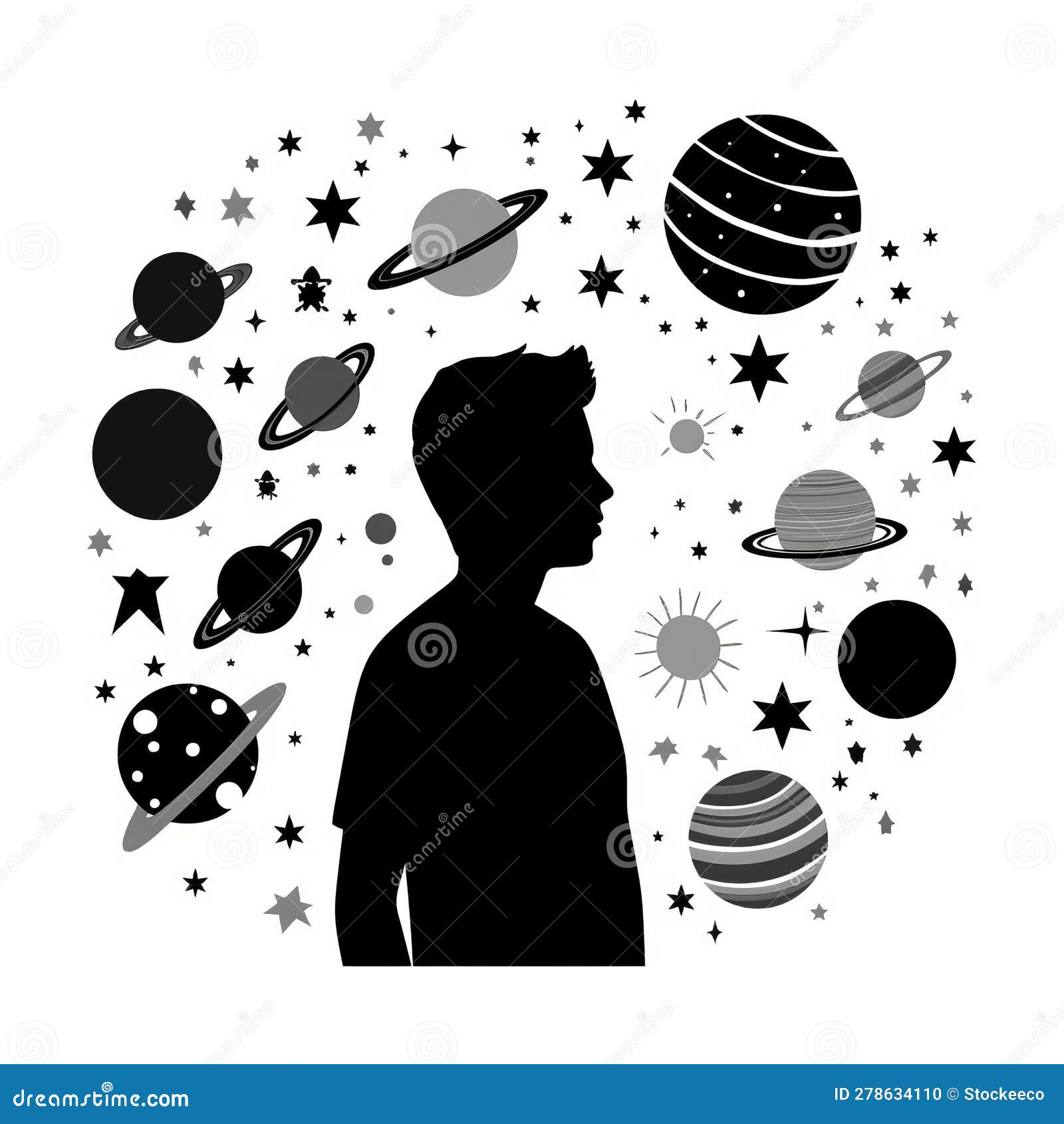 Cosmos Silhouette Vector: Minimalistic Identification Symbol Stock ...