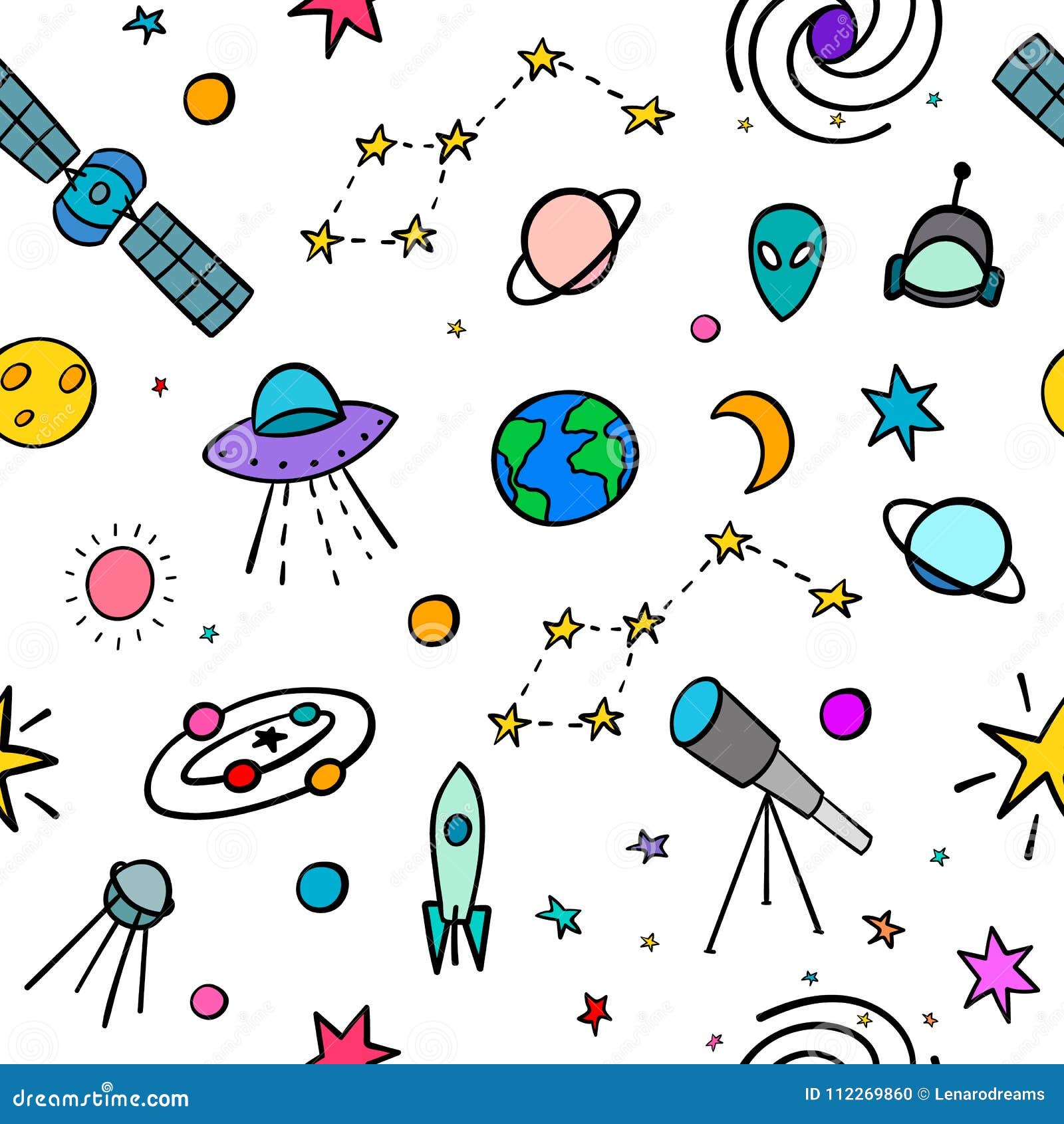 Cosmos Space Astronomy Simple Seamless Pattern Stock Illustration ...