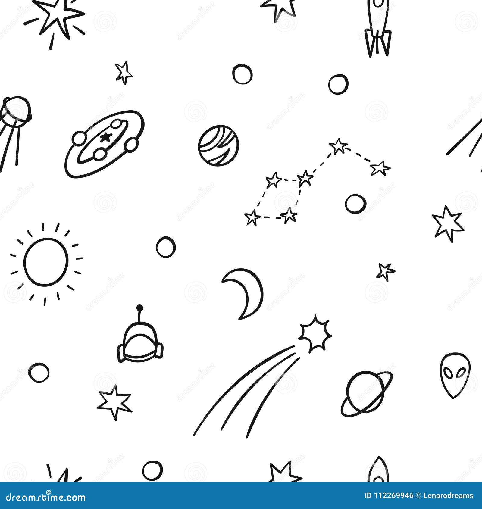 Cosmos Space Astronomy Simple Seamless Pattern Stock Illustration ...