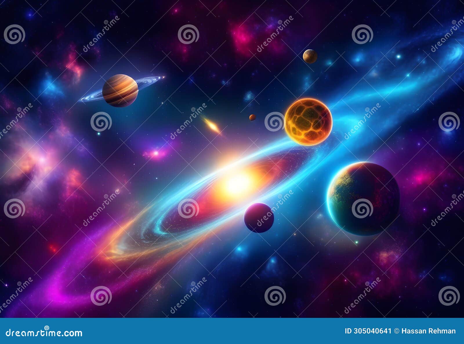 Cosmos, Space and Neon Cloud in Universe of Particles with Star Light ...