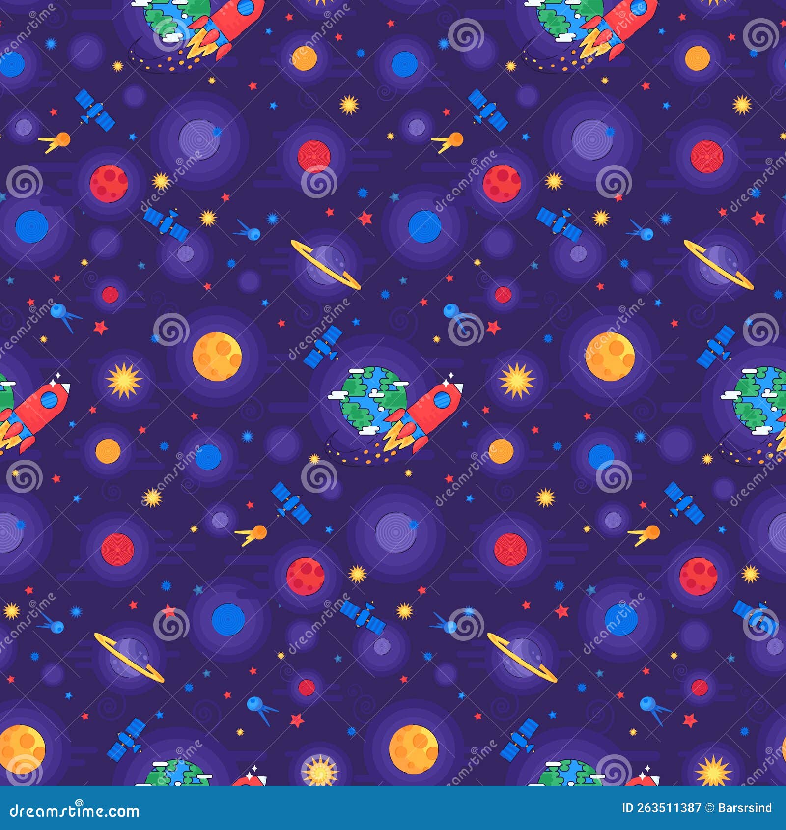 Cosmos Space Rocket Flying Seamless Pattern Vector Stock Vector - Illustration of astronomy ...