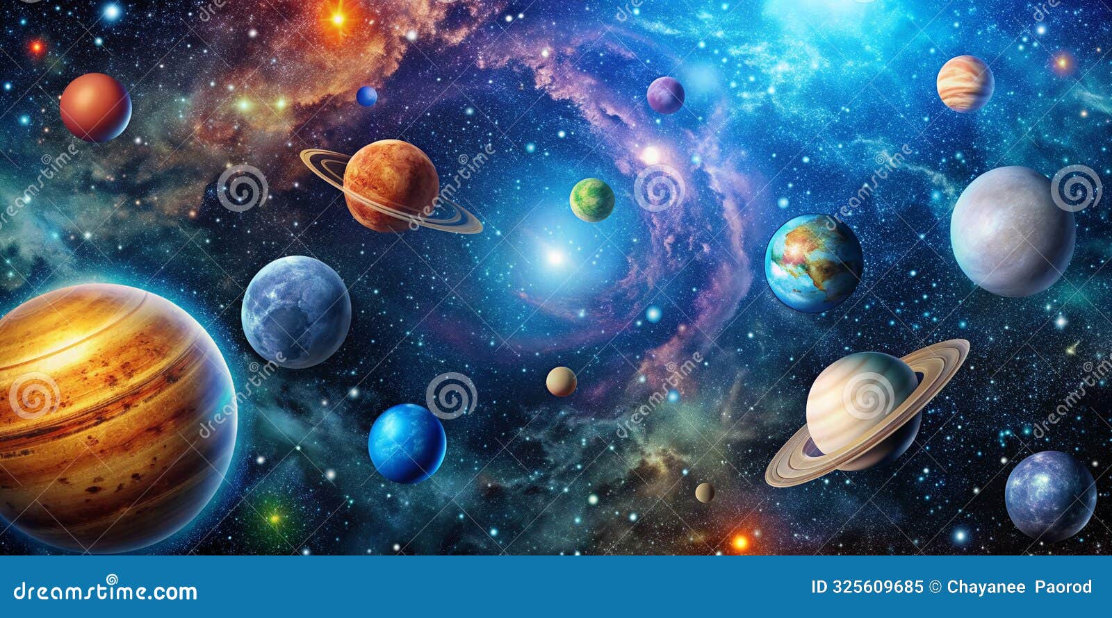 Cosmos Stars Planets Continuous Backdrop AI-Generated Content Stock ...