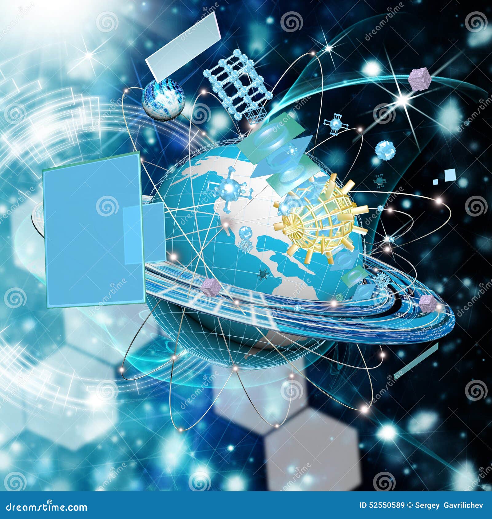 Cosmos technology stock illustration. Illustration of bright - 52550589