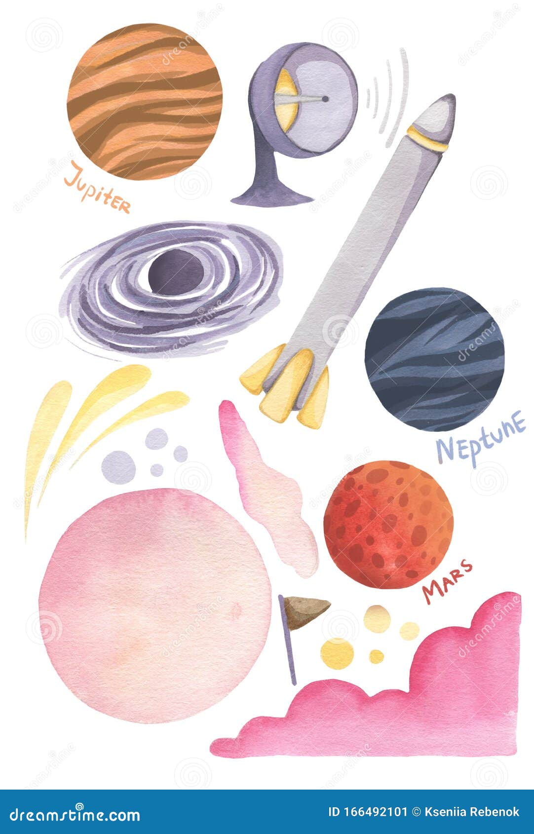 Cosmos Theme Objects Set. Planets and Outer Space Things. Stock ...