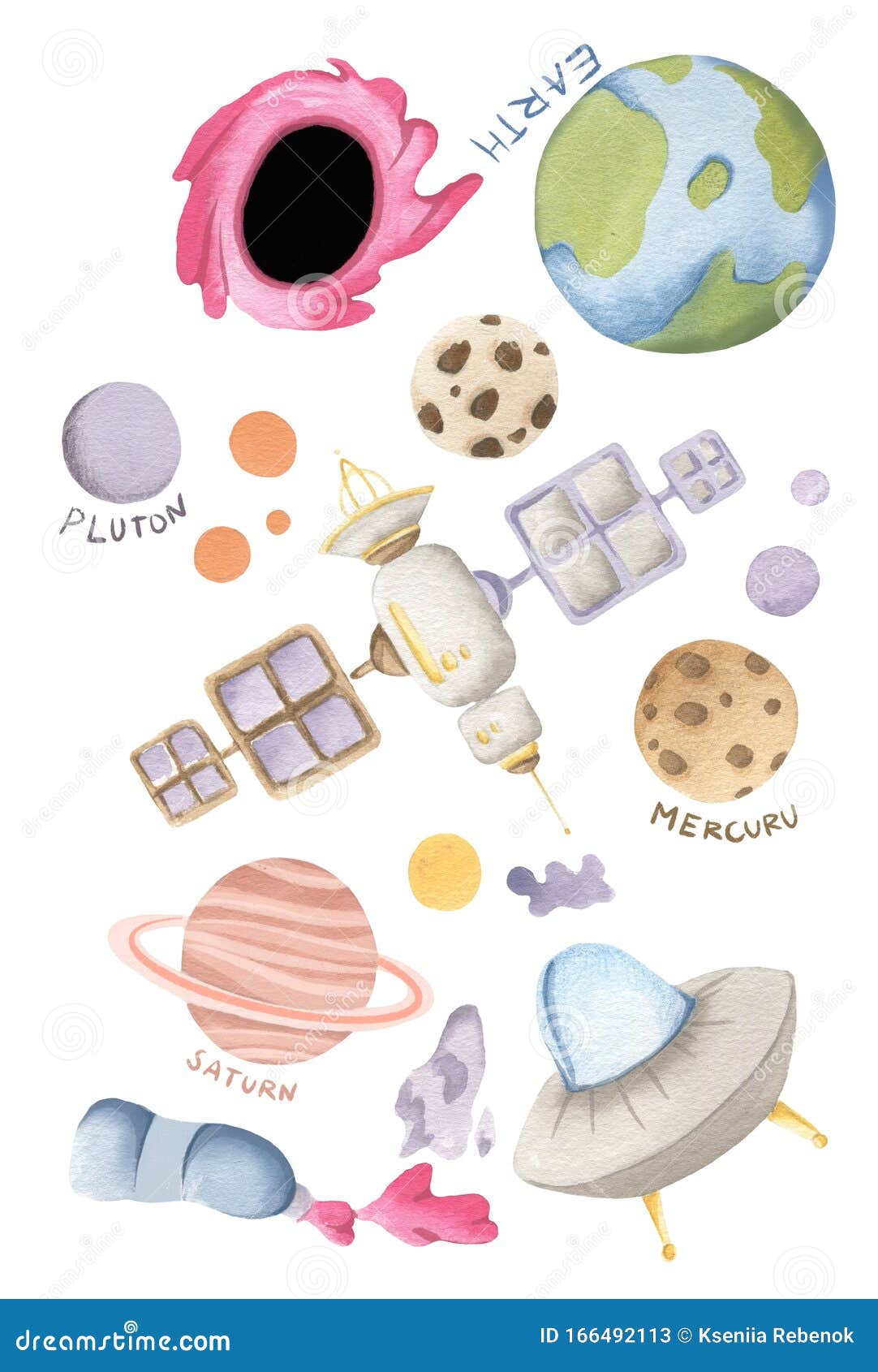 Cosmos Theme Objects Set. Planets and Outer Space Things. Stock ...