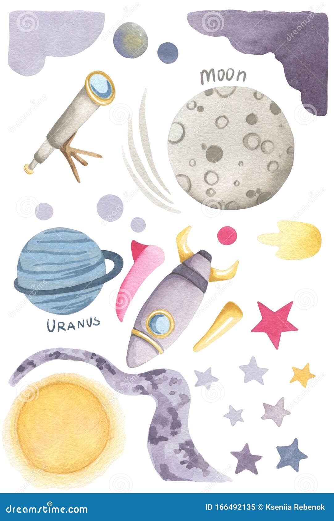 Cosmos Theme Objects Set. Planets and Outer Space Things. Stock ...