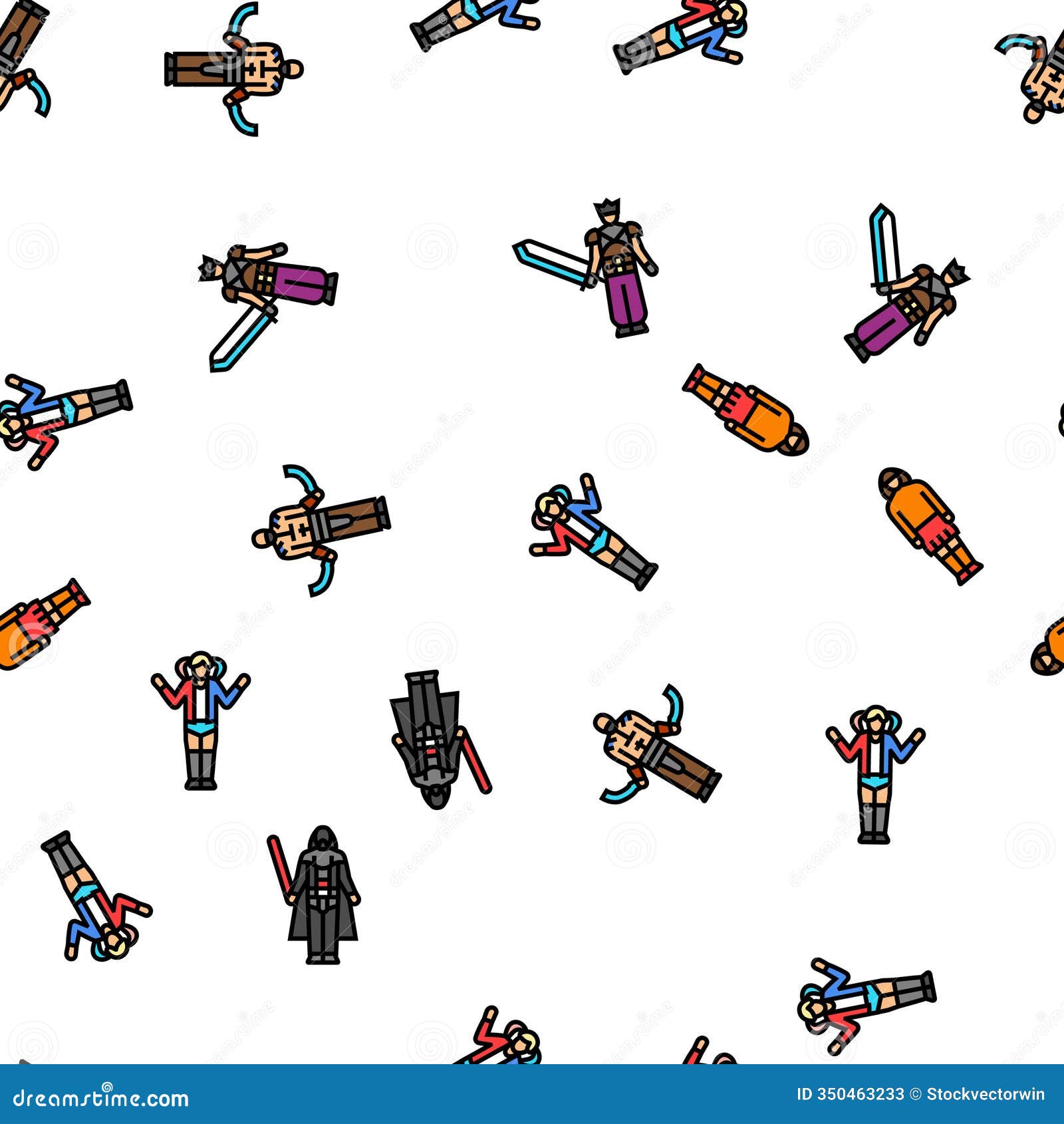 Cosplay Comic Movie Anime Seamless Pattern Vector Stock Illustration ...