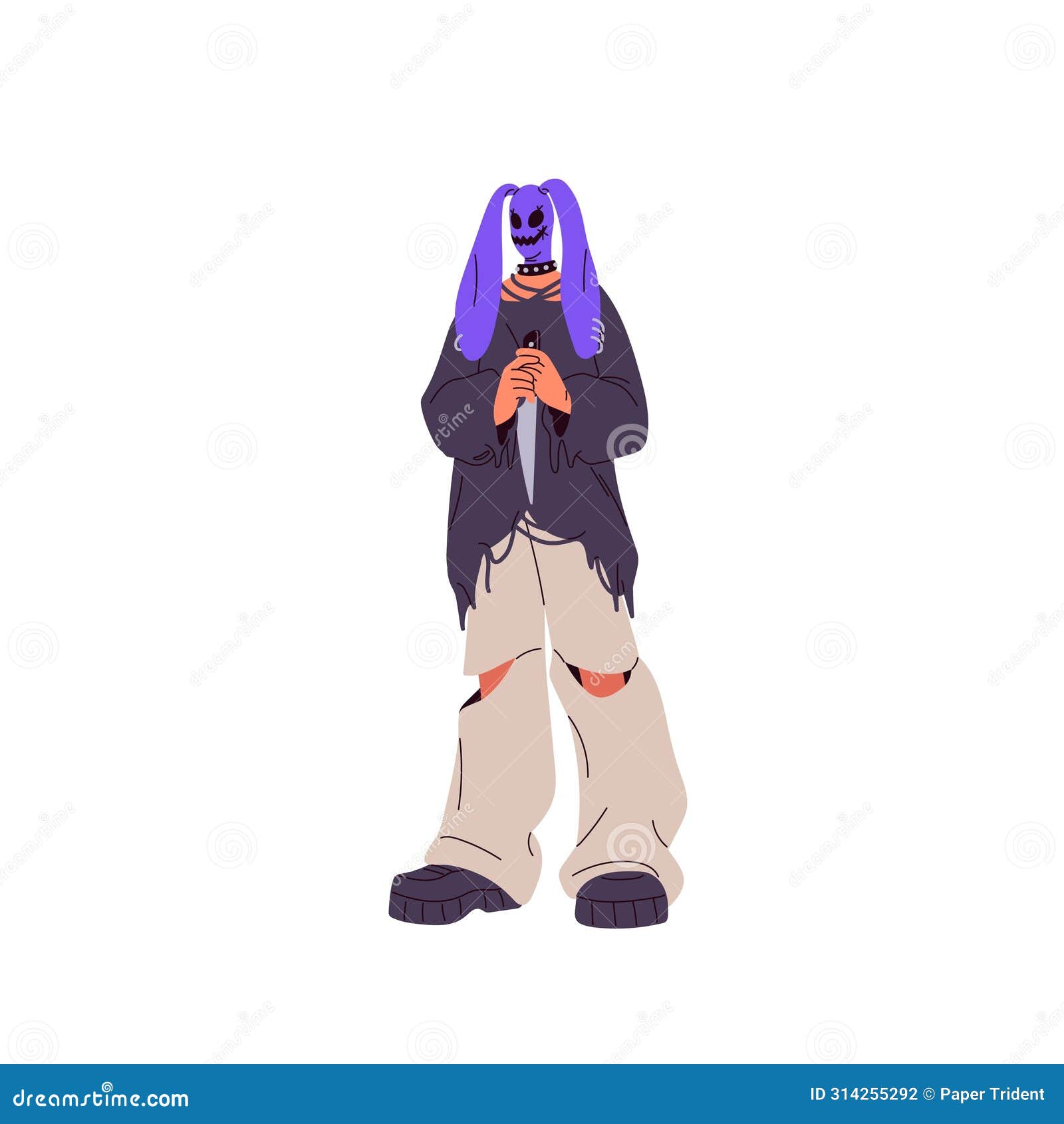 Murderer Hold Chainsaw . Halloween Cartoon Characters . Vector ... Murderer Hold Chainsaw . Halloween Cartoon Characters . Vector ...
