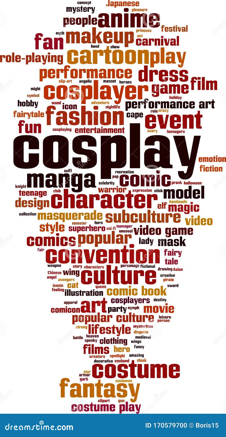 Cosplay word cloud stock vector. Illustration of cosplayers - 170579700