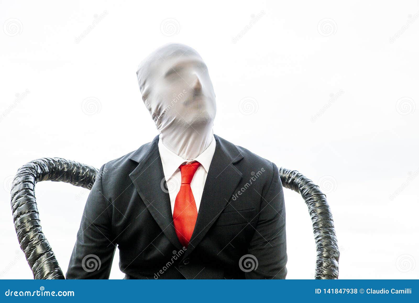 Cosplayer with Red Tie and Anonymous Face Editorial Stock Photo - Image ...