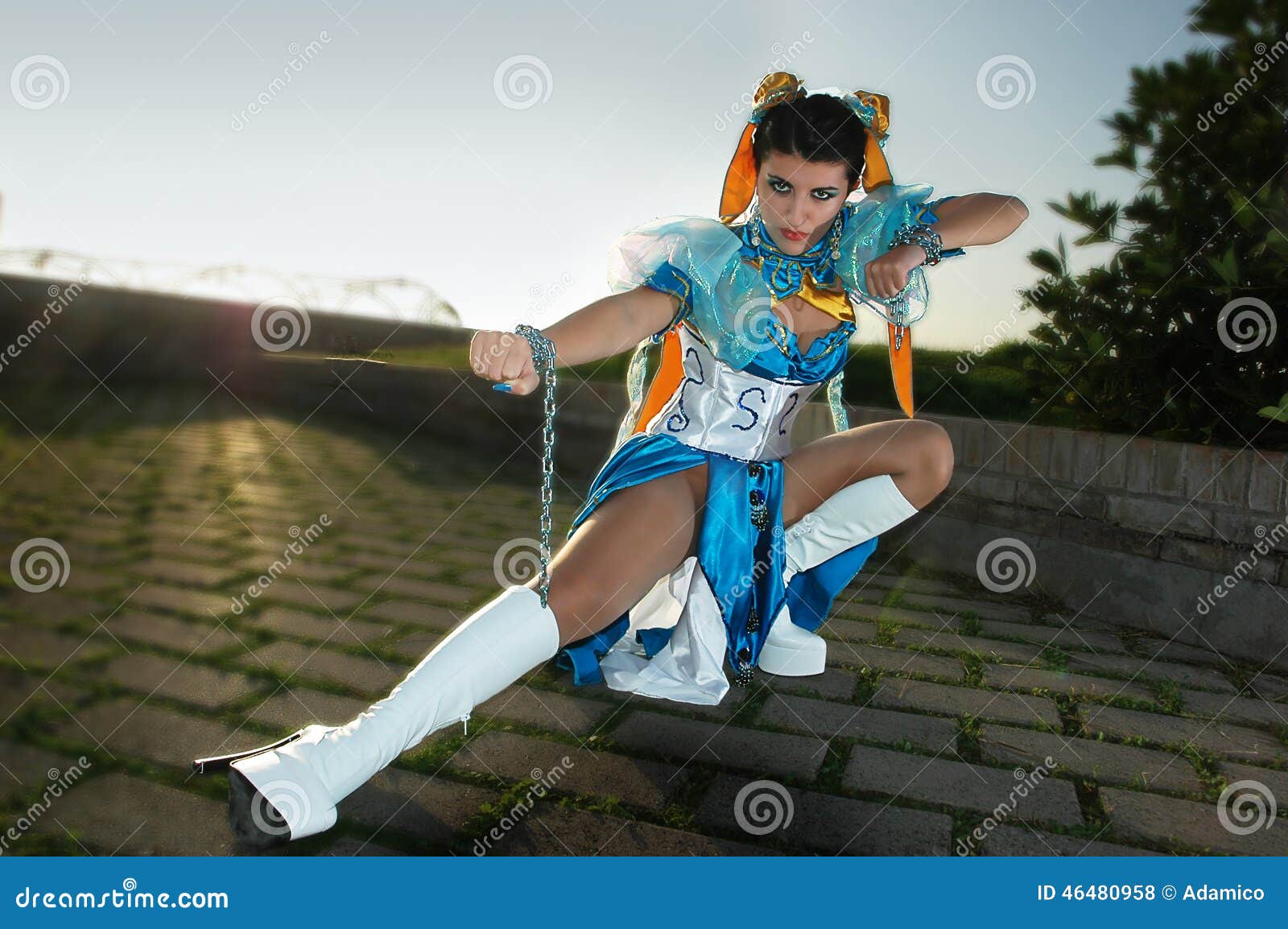 Cosplayers Chun Li foto de stock. Imagem de marcial, computador - 46480958