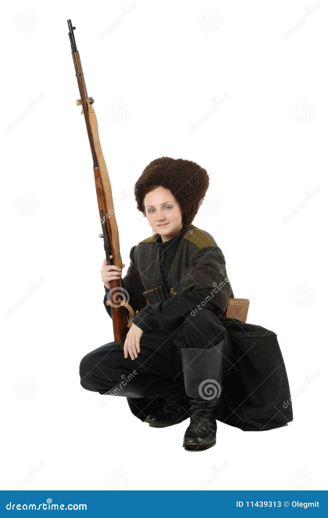Cossack with Rifle in Squatting Position. Stock Image - Image of foot ...
