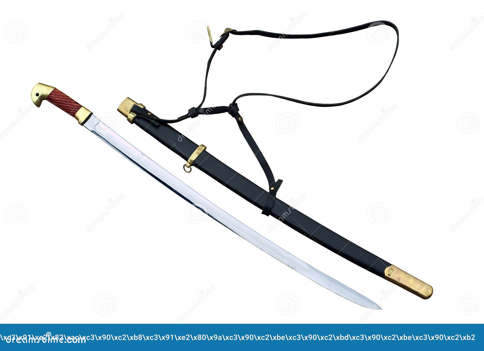 Sharp Cossack Saber With A Wooden Handle, Stuck In The Ground. Weapons ...