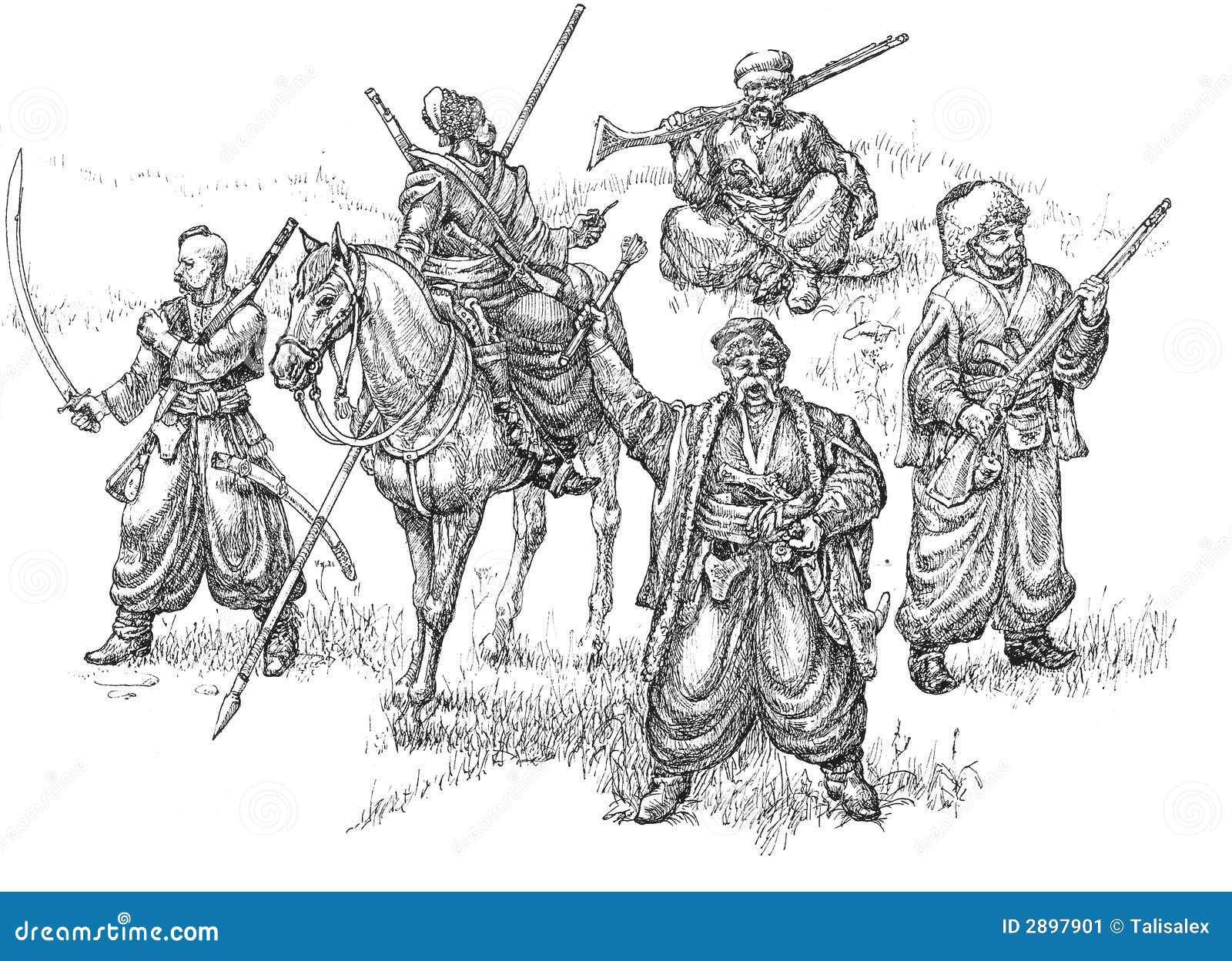 Cossacks illustration stock illustration. Illustration of figure - 2897901