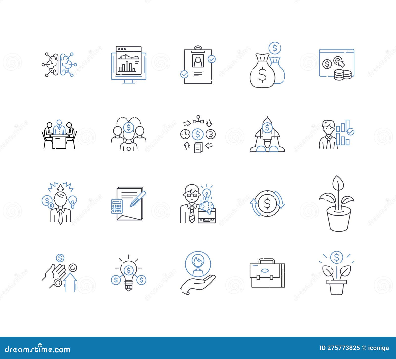 Cost Accounting Line Icons Collection Budgeting Analysis Allocation