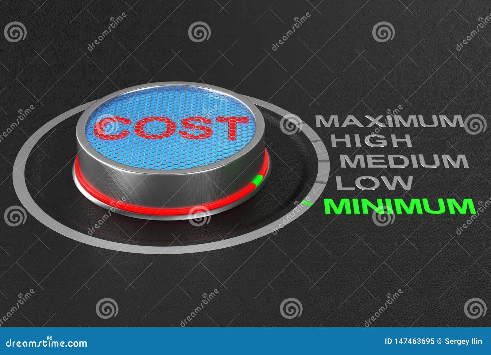 Cost Button on Dark Background. 3D Illustration Stock Illustration ...