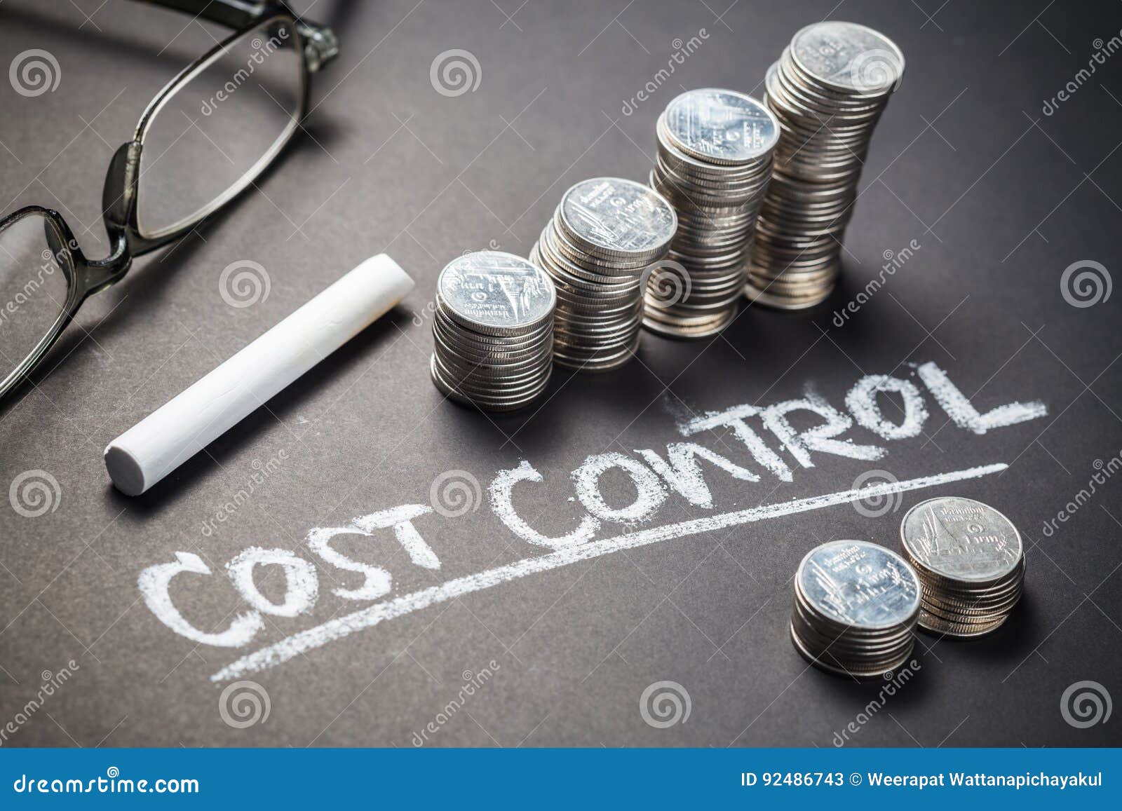 Cost Control and Coins stock image. Image of black, profit - 92486743
