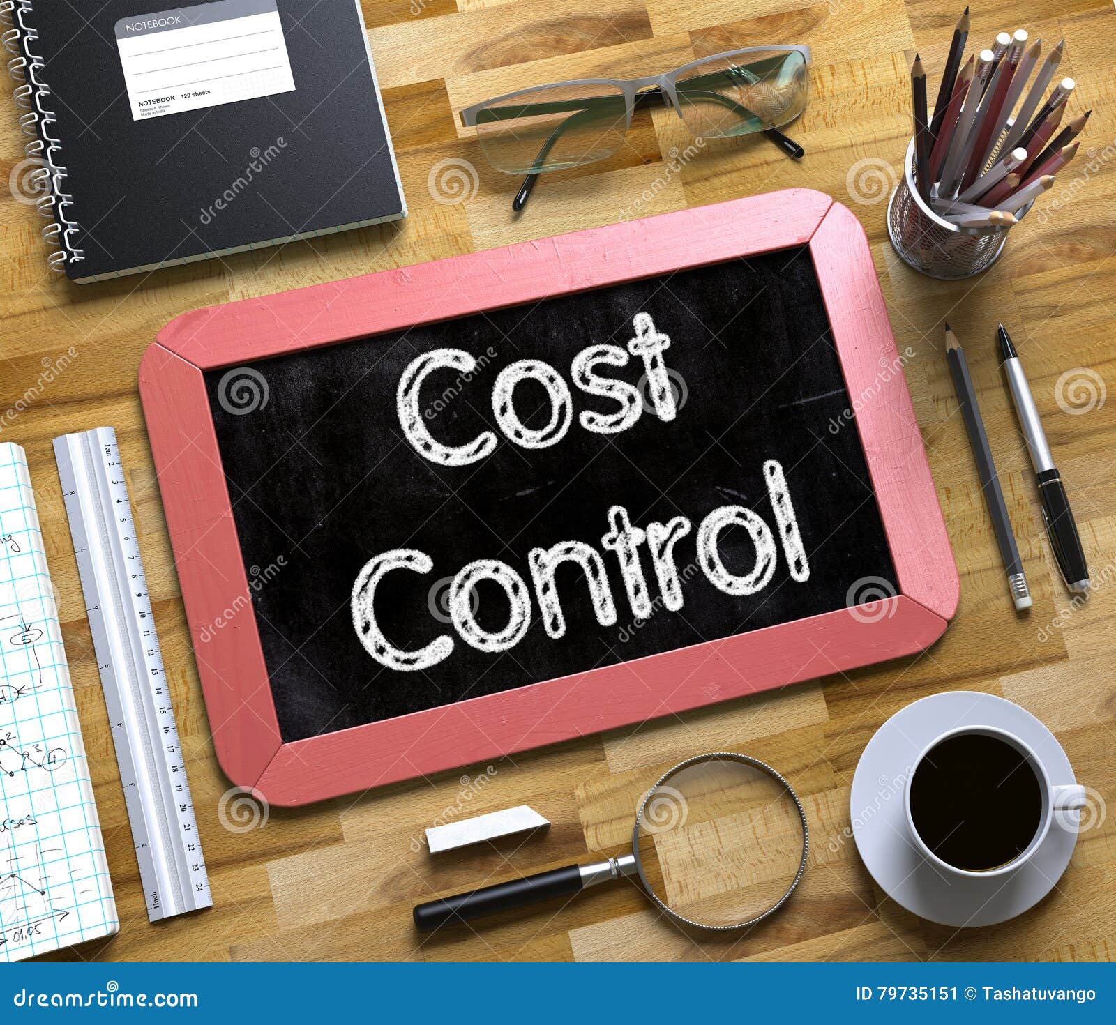 Cost Control Handwritten on Small Chalkboard. 3D. Stock Image - Image ...