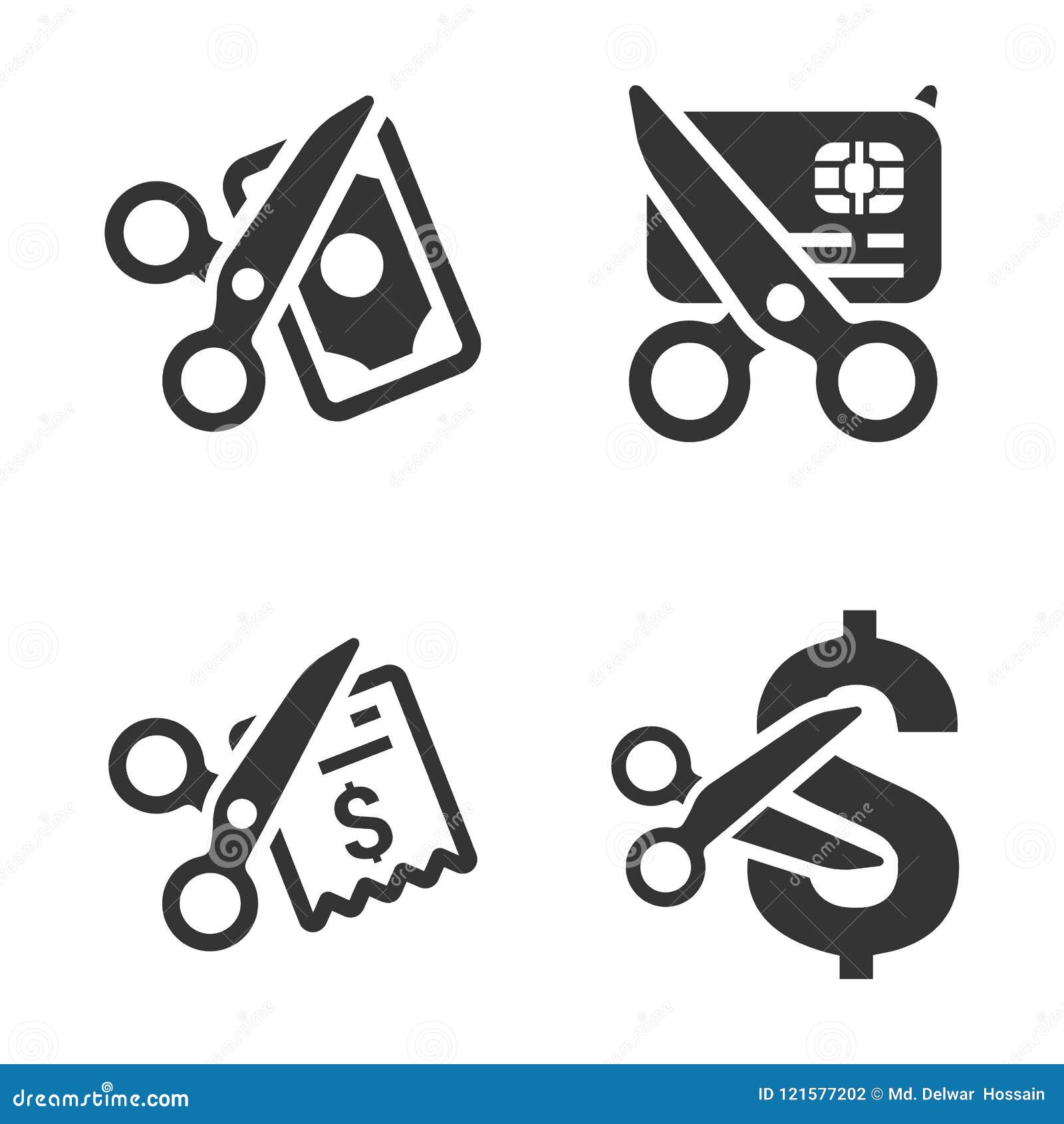 Cost Cutting Icons Gray Version Stock Vector - Illustration of sign ...