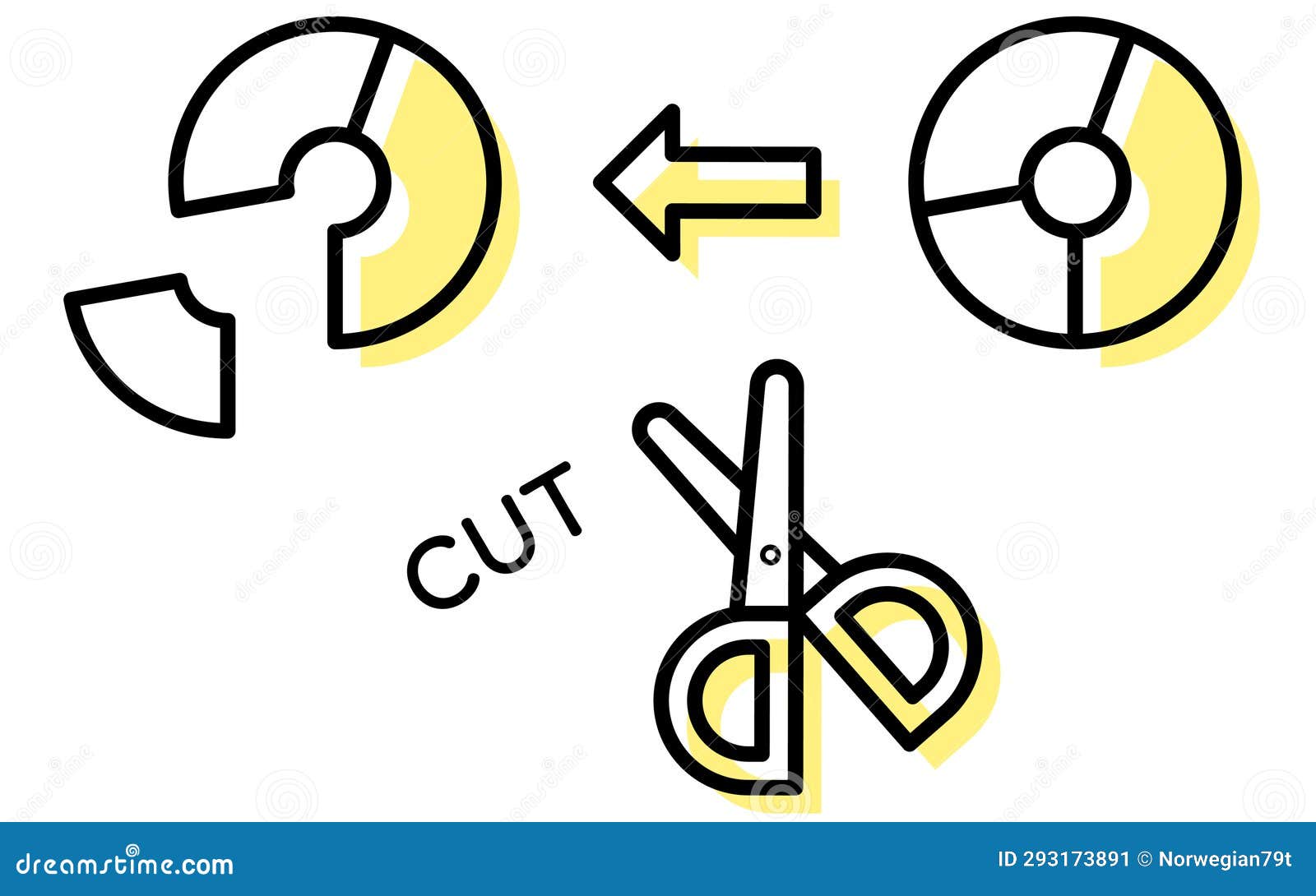 Cost-cutting, Simple Line-drawing Icon with Scissors To Cut Pie Chart ...