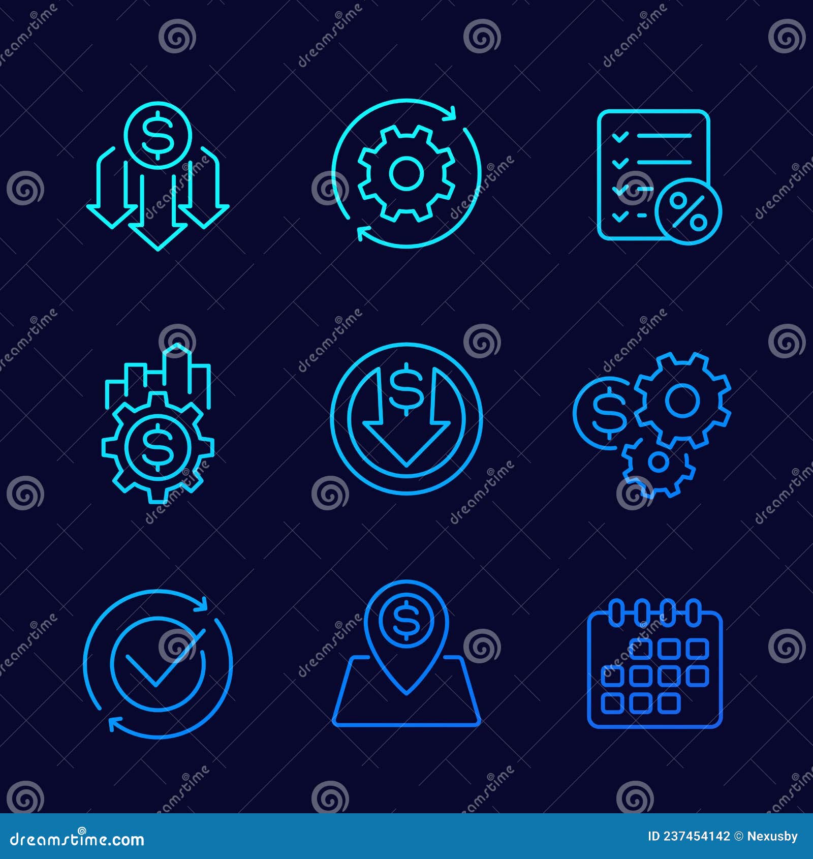 Cost Effective and Financial Efficiency Line Icons Stock Vector ...