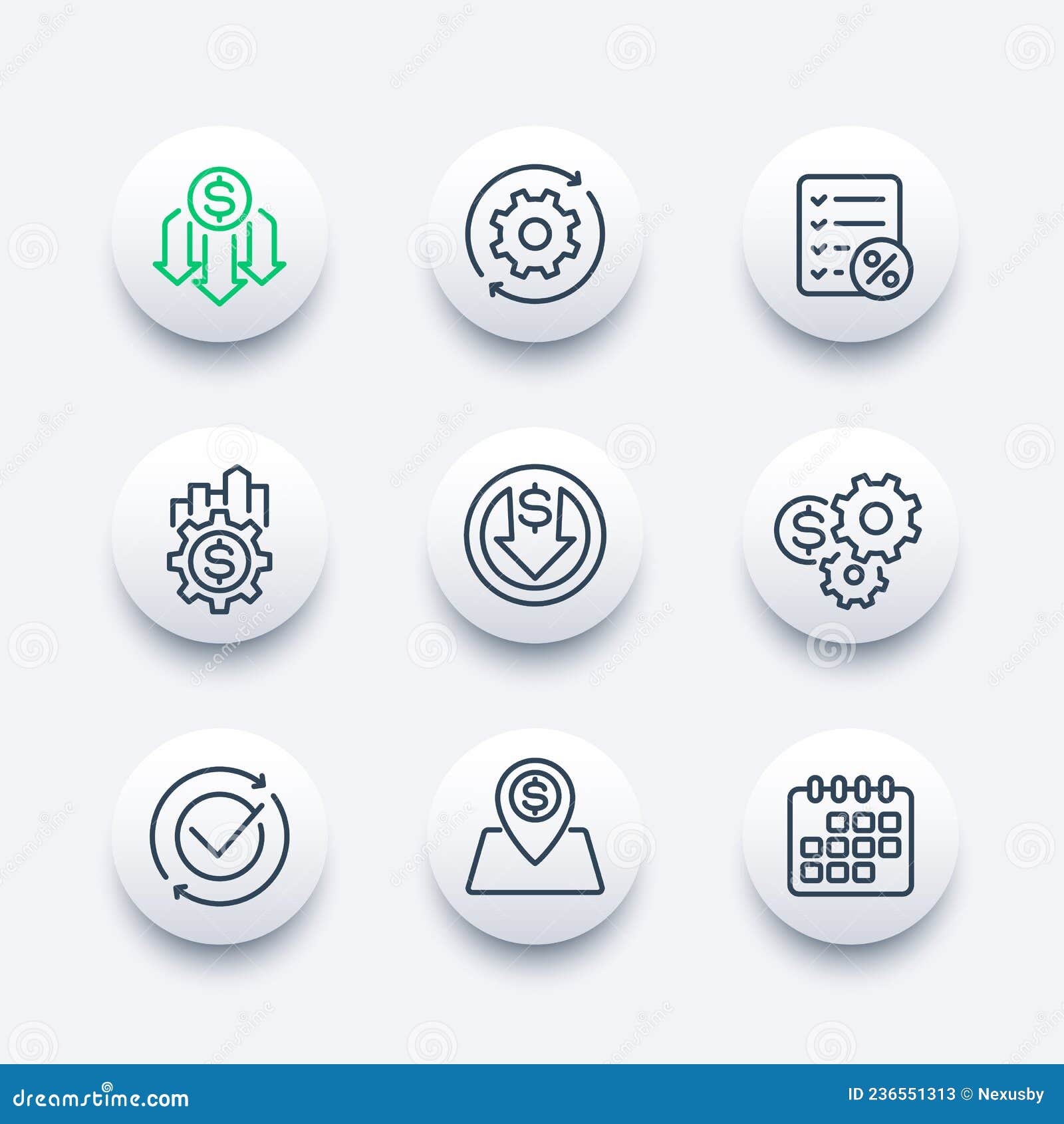 Cost Effective and Financial Efficiency Line Icons Stock Vector ...